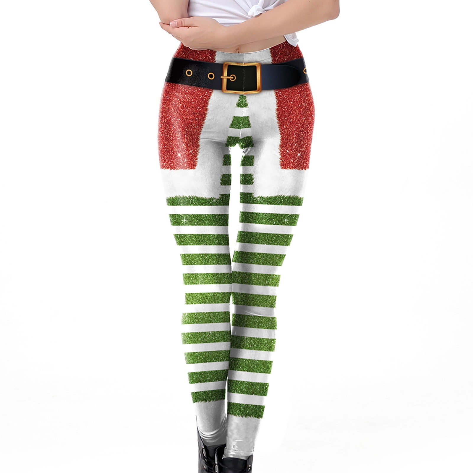 Penkiiy Christmas Thigh High Stockings Women Girls Christmas Leggings ...