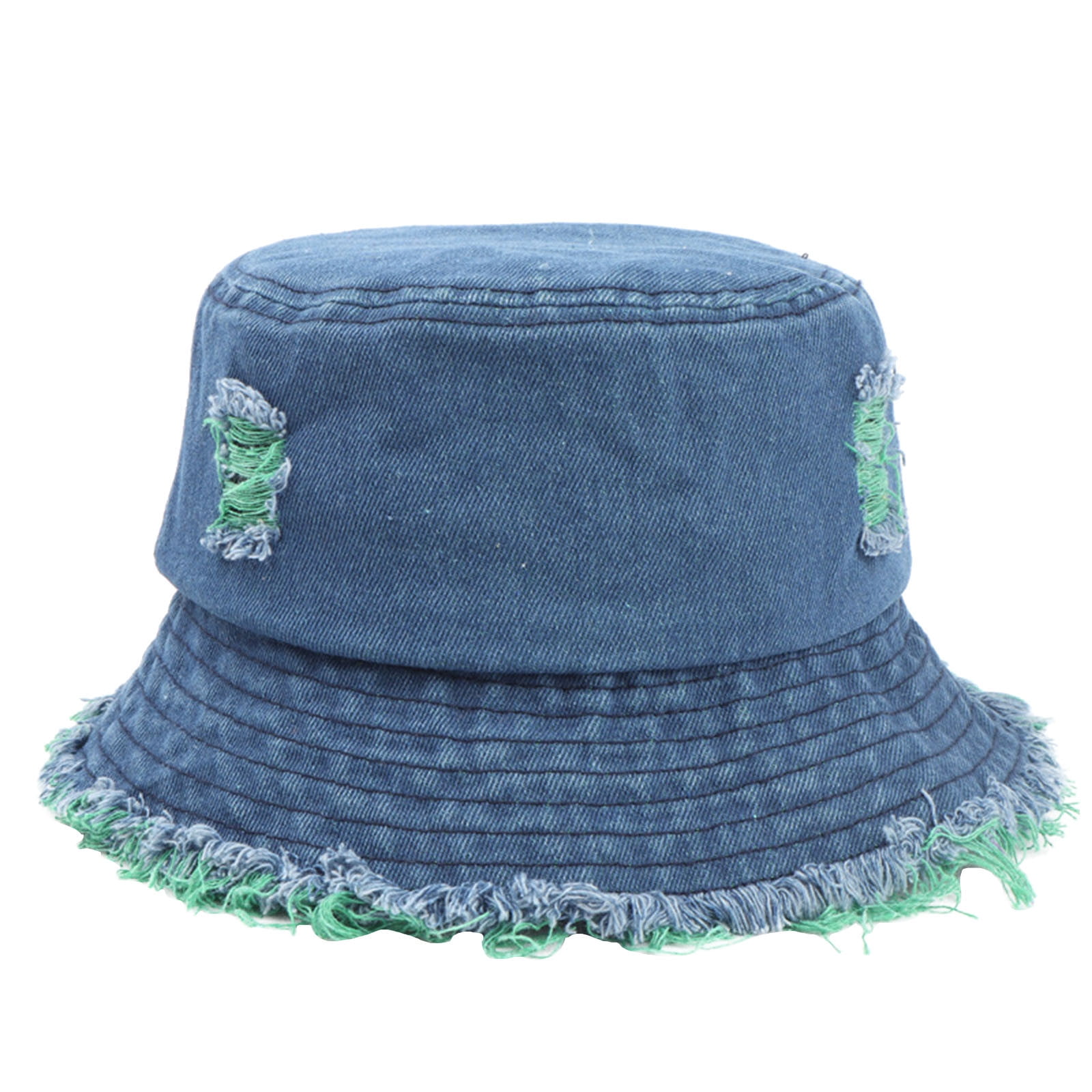 Penkiiy Distressed Denim Bucket Hat Ripped Frayed Edge Sun Hat for ...