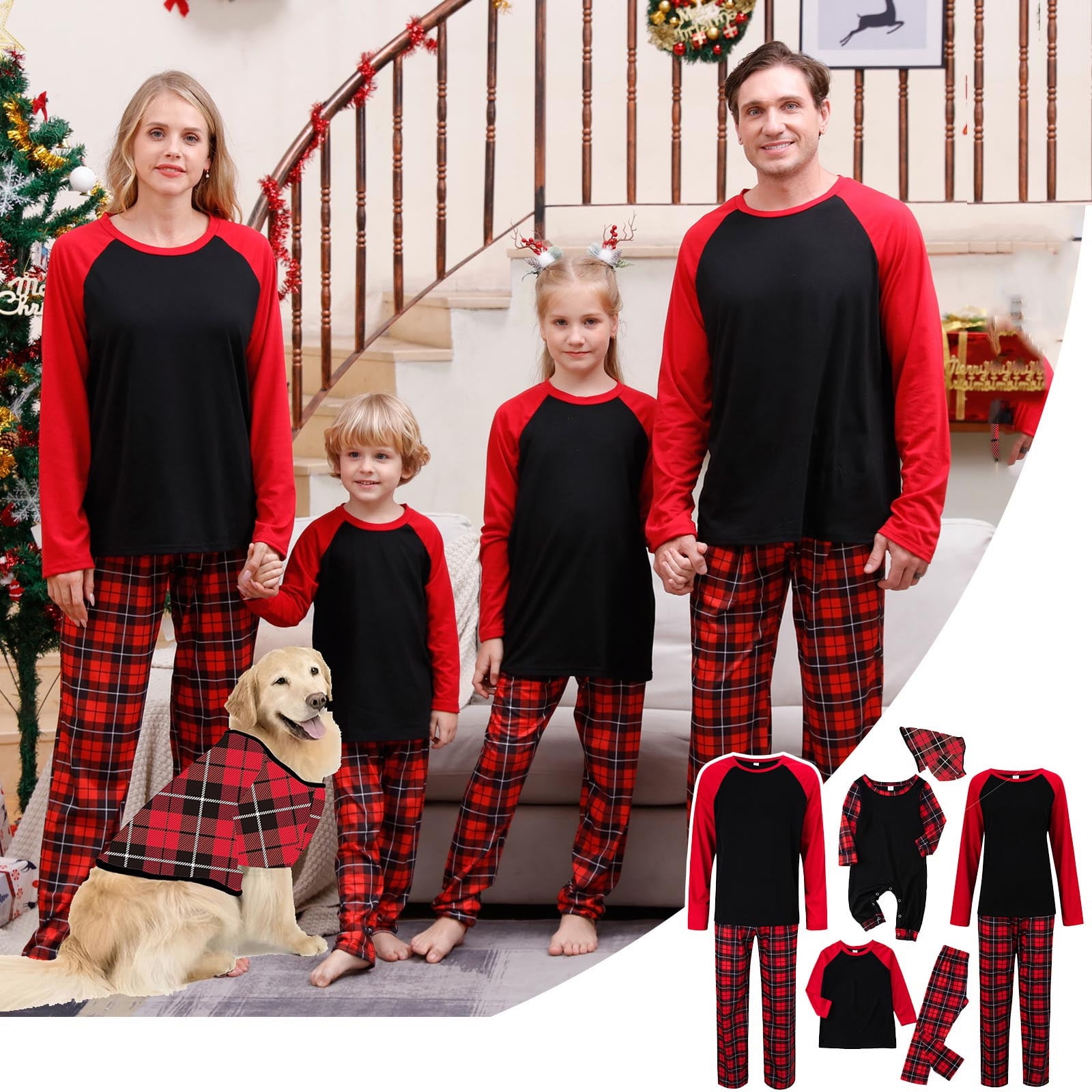 Penkiiy Family Christmas Pjs Matching Sets Christmas Fashion Cute Dog ...