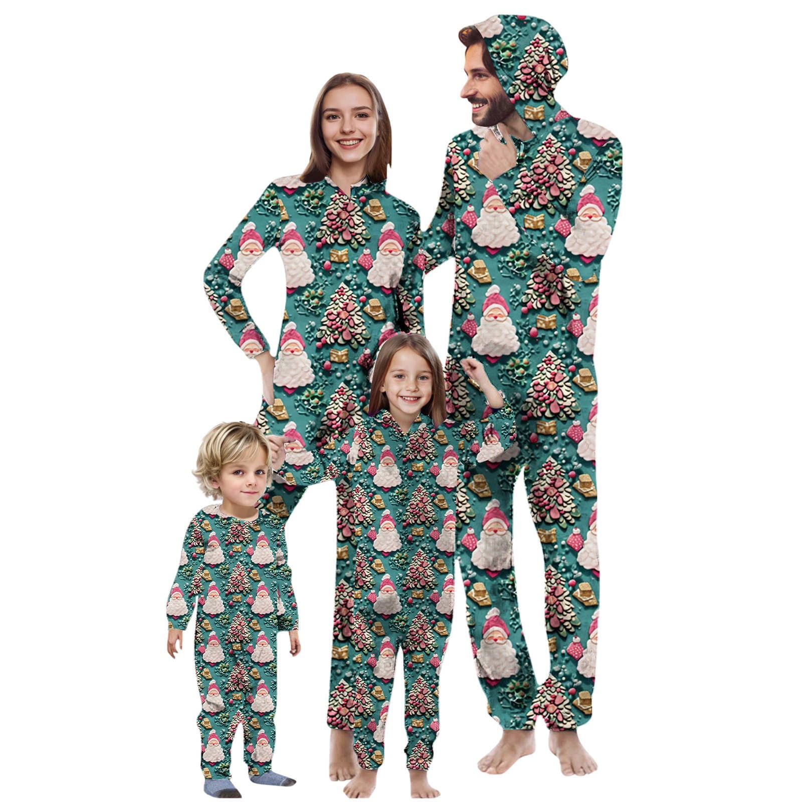 Penkiiy Family Matching Christmas Pajamas Set One Piece Striped Hooded ...