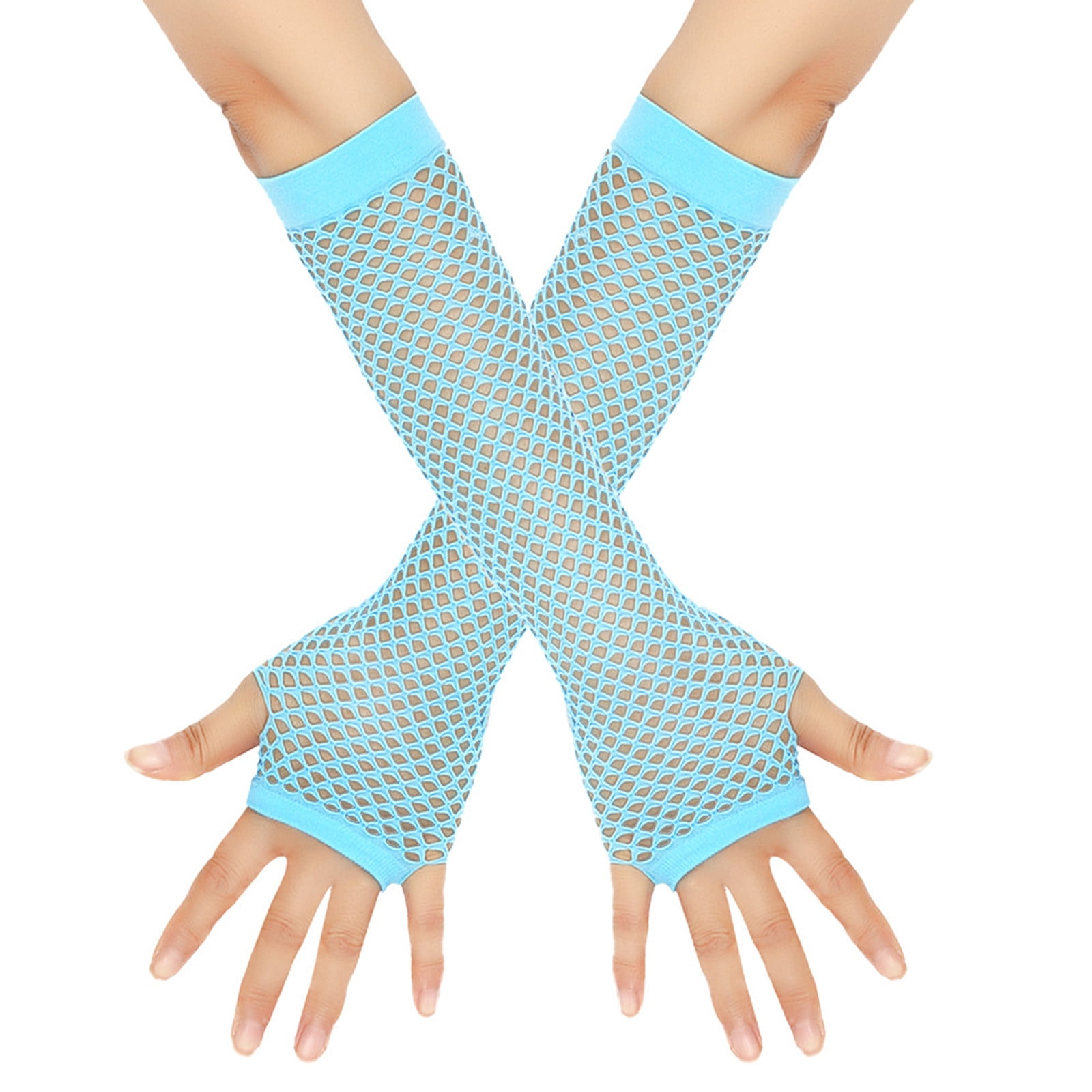 Penkiiy Fingerless Fishnet Gloves for Women Ladies Girls Neon Sexy Long ...