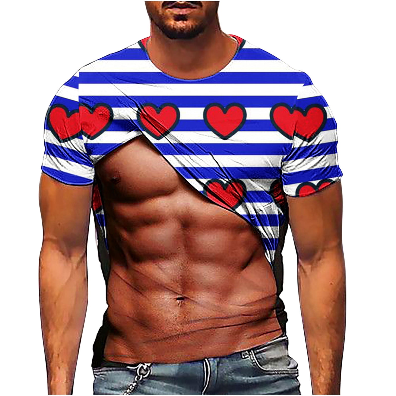 Penkiiy Funny Shirts for Mens Short Sleeves Muscle Floral Shirt ...