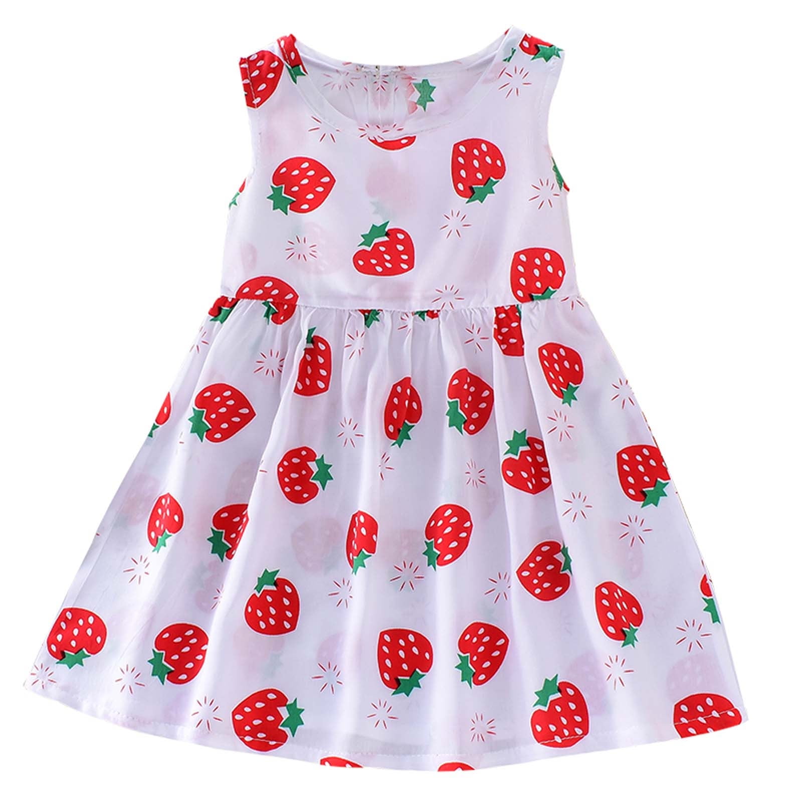 Penkiiy Girls Ruffle Sleeve Strawberry Dresses Mermaid Summer Butterfly ...