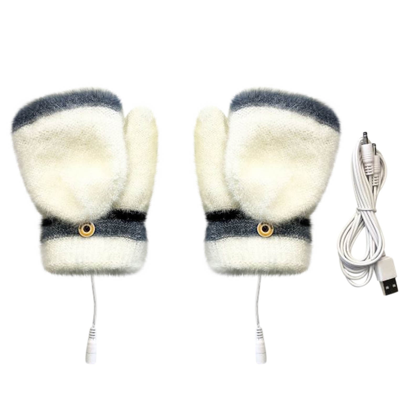 Penkiiy Heated Mittens for Women USB Winter Cold Protection Warmth Half ...