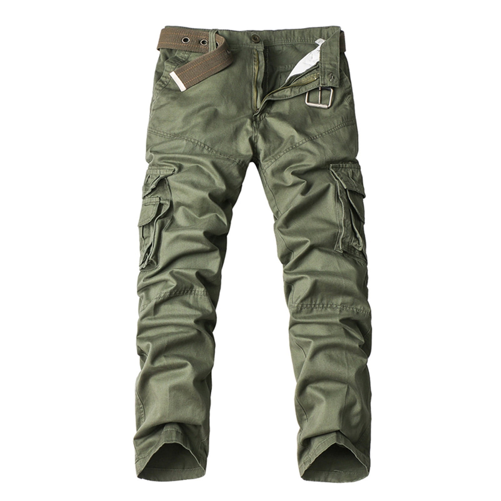 Penkiiy Hiking Pants Men Clearance Men's Solid Multi-Pocket Washed ...