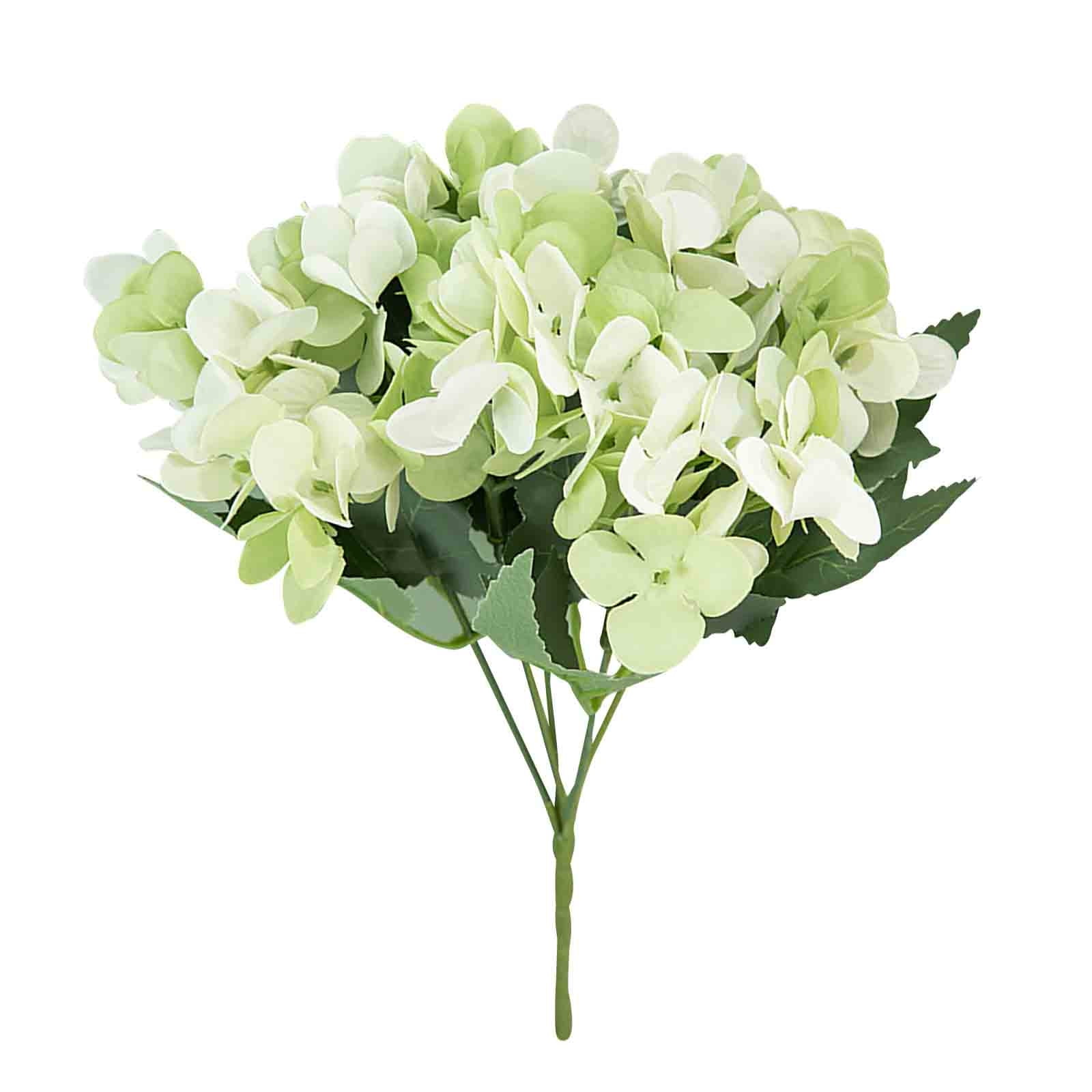 Penkiiy Hydrangea Silk Flower Bush, Seven Heads Per Bush, UV Resistant ...