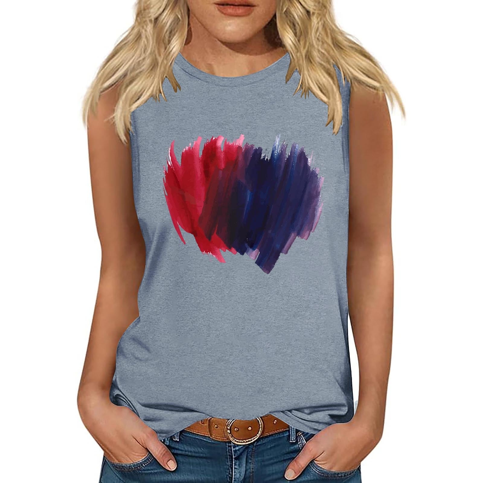 Penkiiy Independence Day American Flag Casual Tank USA Stripes ...