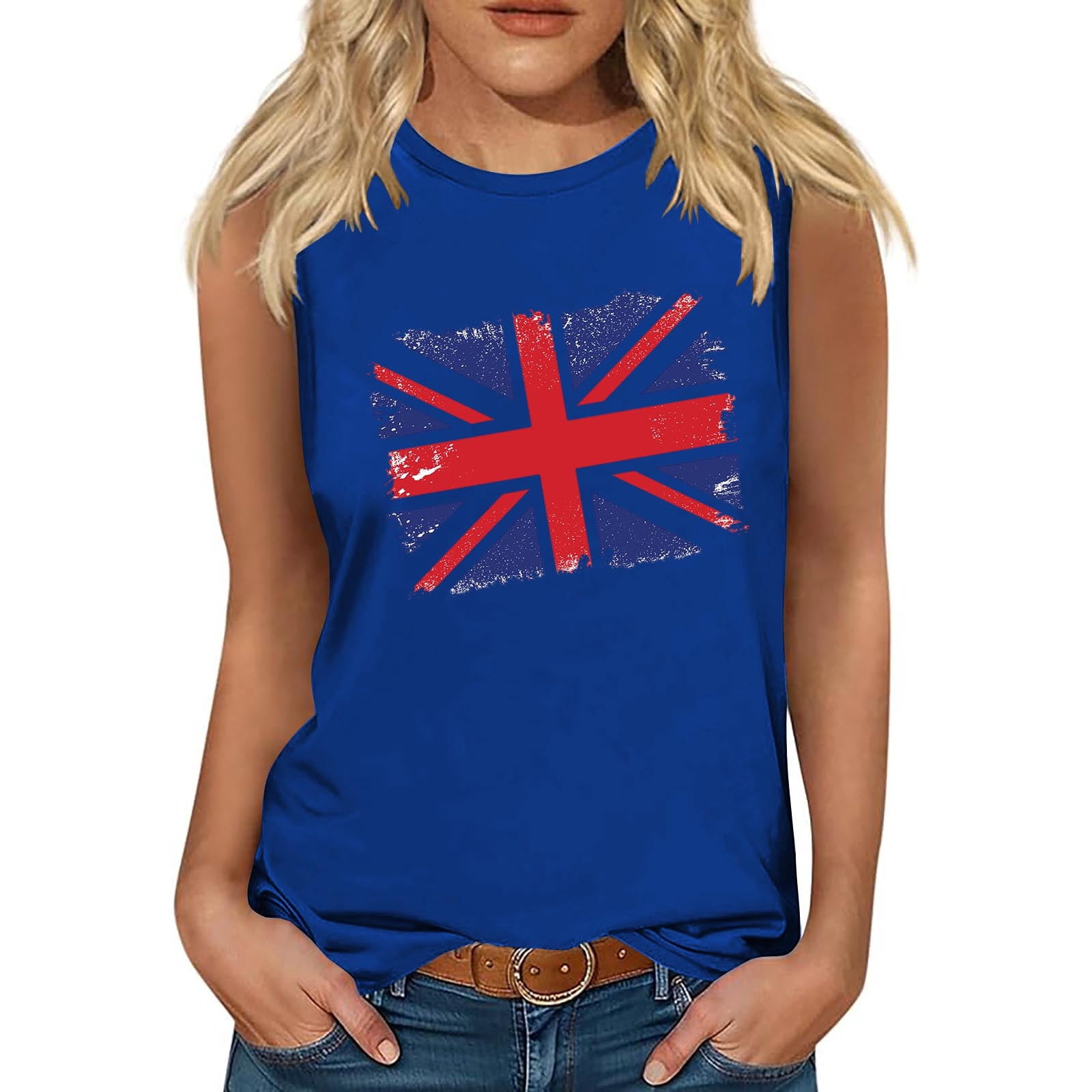 Penkiiy Independence Day American Flag Casual Tank USA Stripes ...