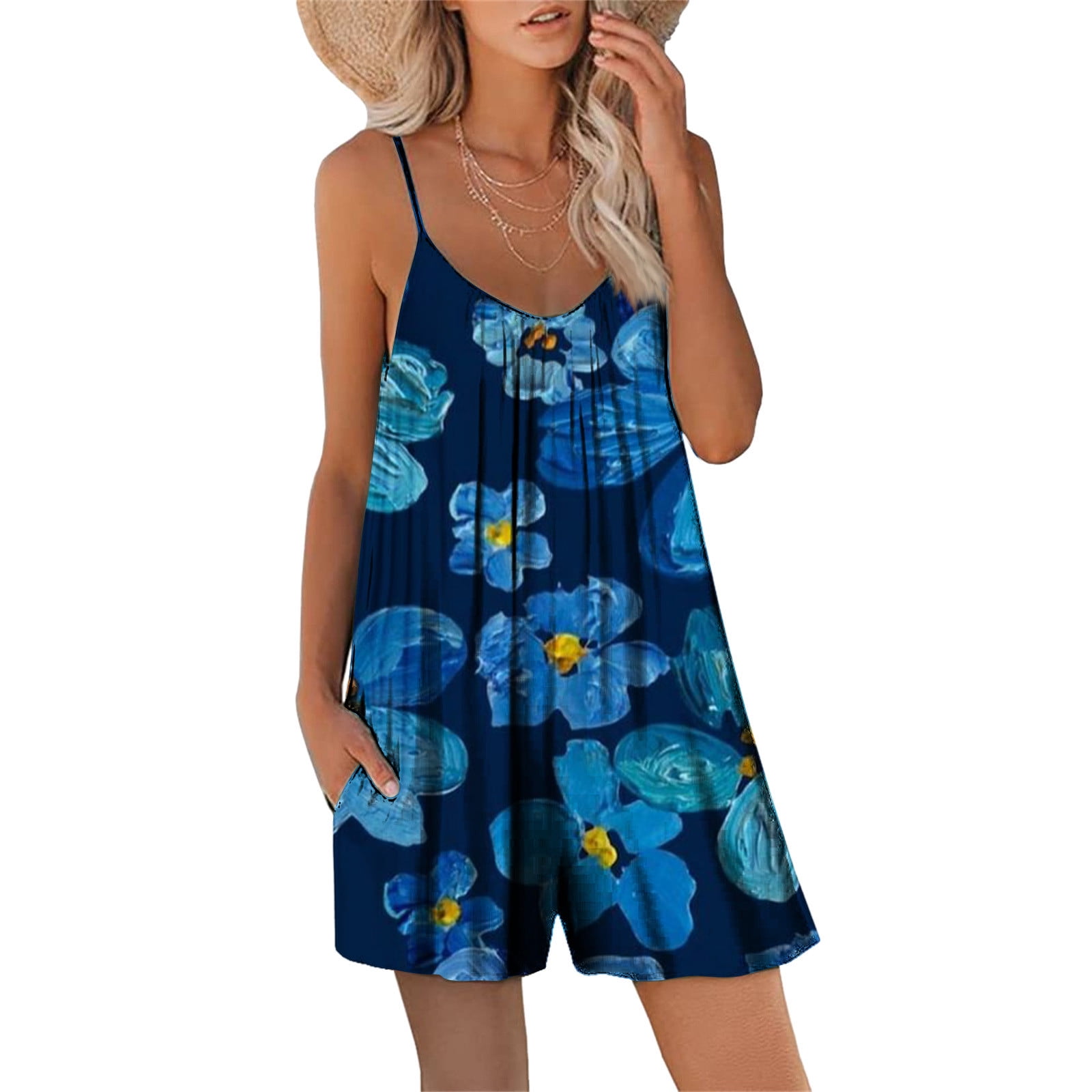 Penkiiy Jumpsuits for Women Women's Casual Jumpsuit Summer Sleeveless ...