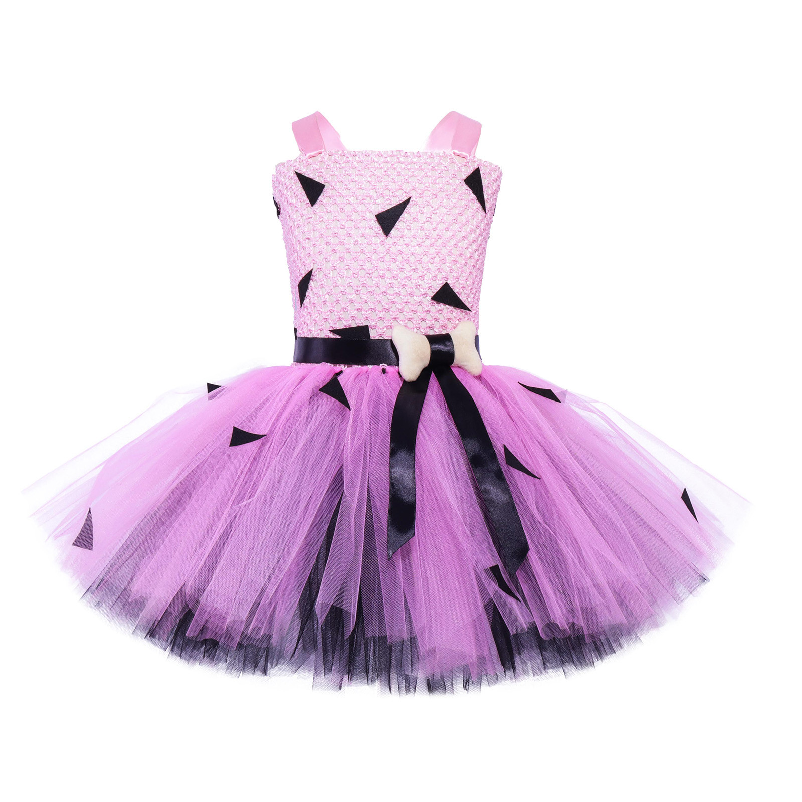 Penkiiy Kids Girls Caveman Cavegirl Light Up Tulle Dress Stone Age ...