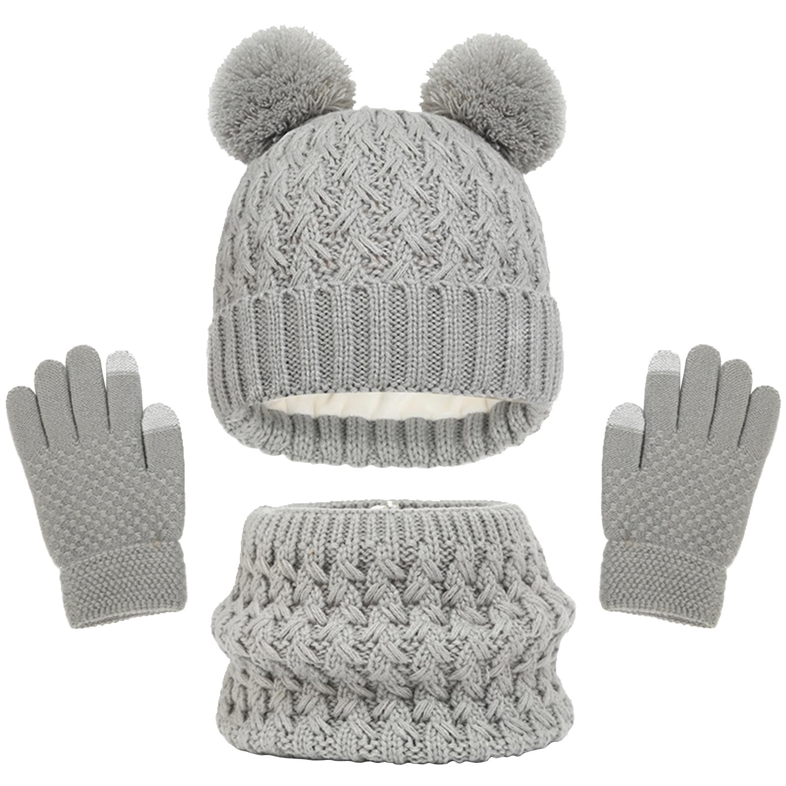 Penkiiy Kids Winter Hats Gloves Scarf Set for Girls Boys Toddler Warm ...