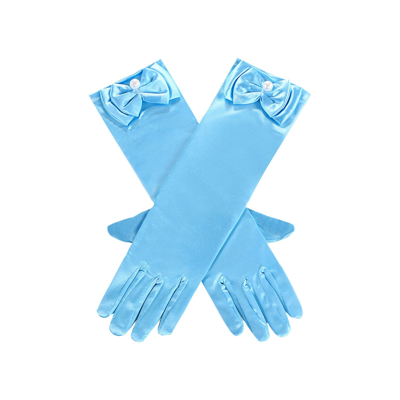 Penkiiy Little Girls Gloves, Princess Long Gloves Shiny Silky Satin ...