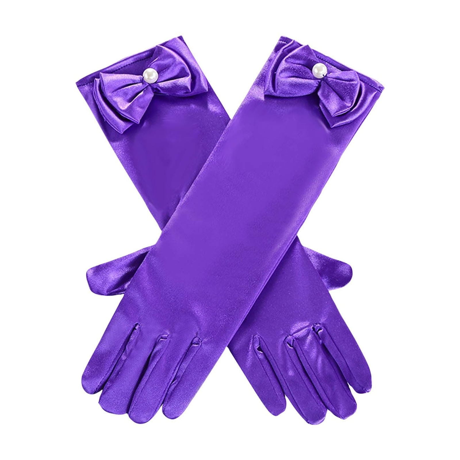 Penkiiy Little Girls Gloves, Princess Long Gloves Shiny Silky Satin ...