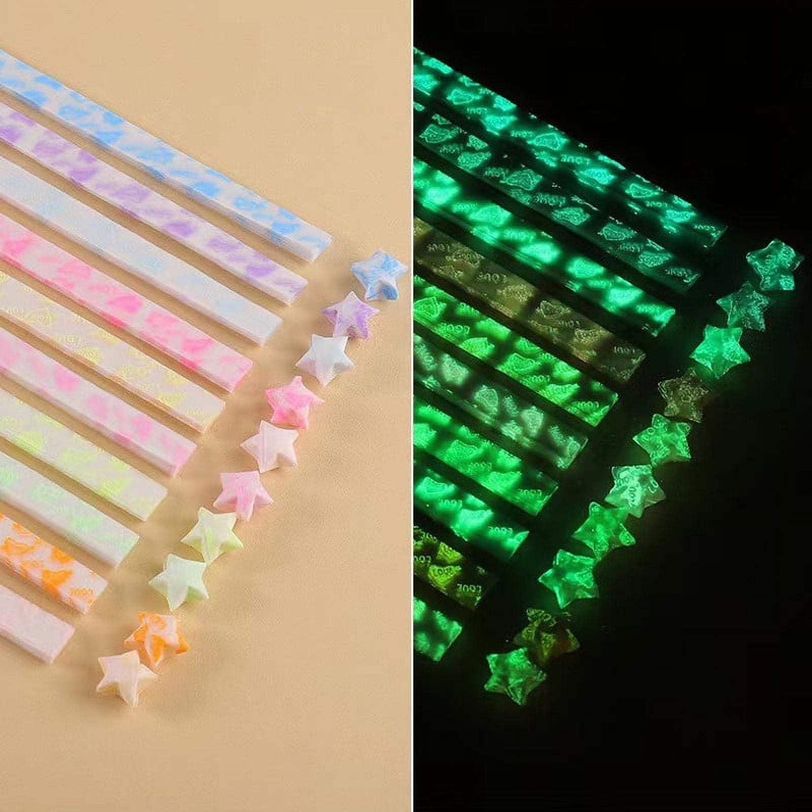 Penkiiy Luminous Star Origami Paper Strips 210 Sheets Heart-Pattern ...