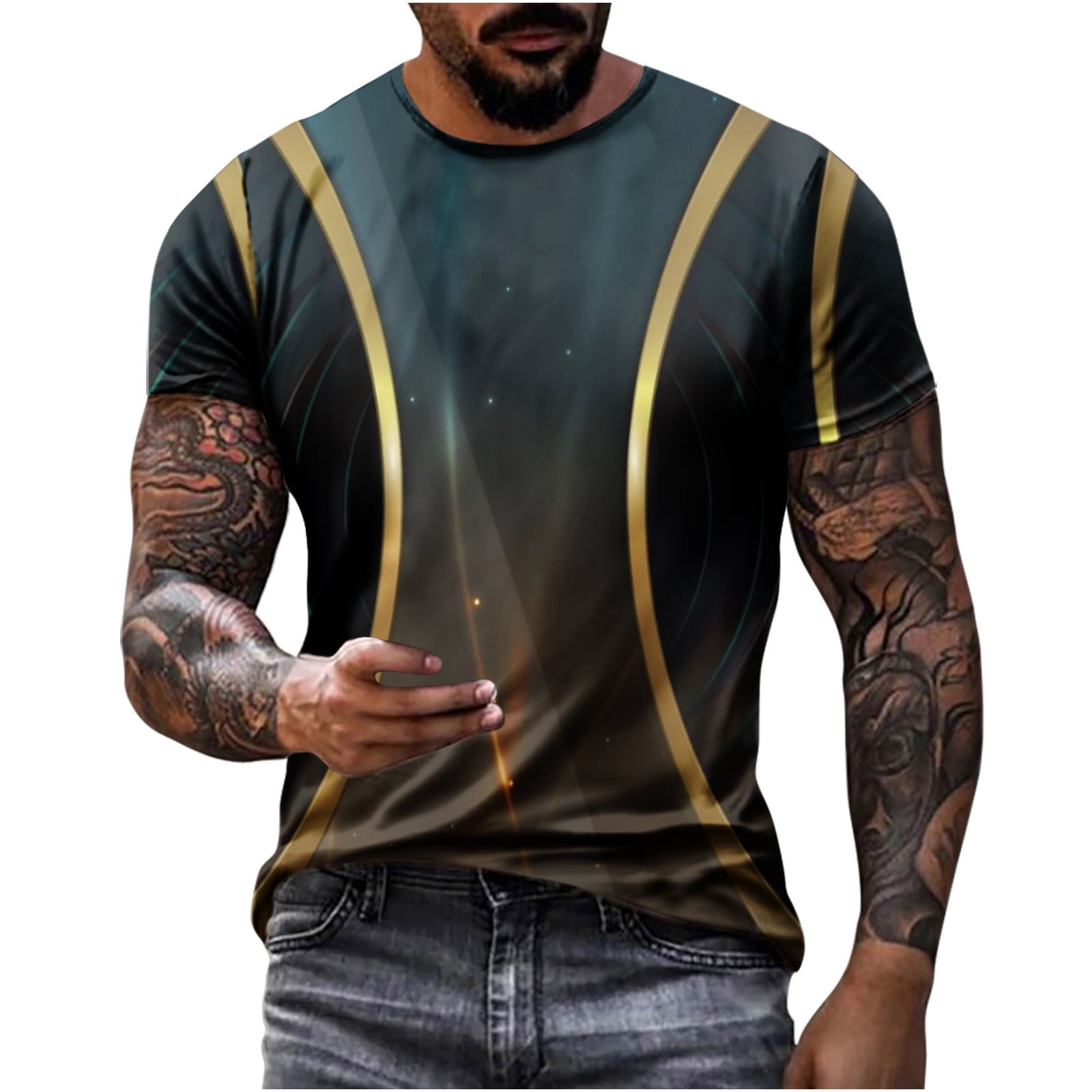 Penkiiy Men's 3D Printing T-Shirt Colorful Novelty Graphic Short Sleeve ...