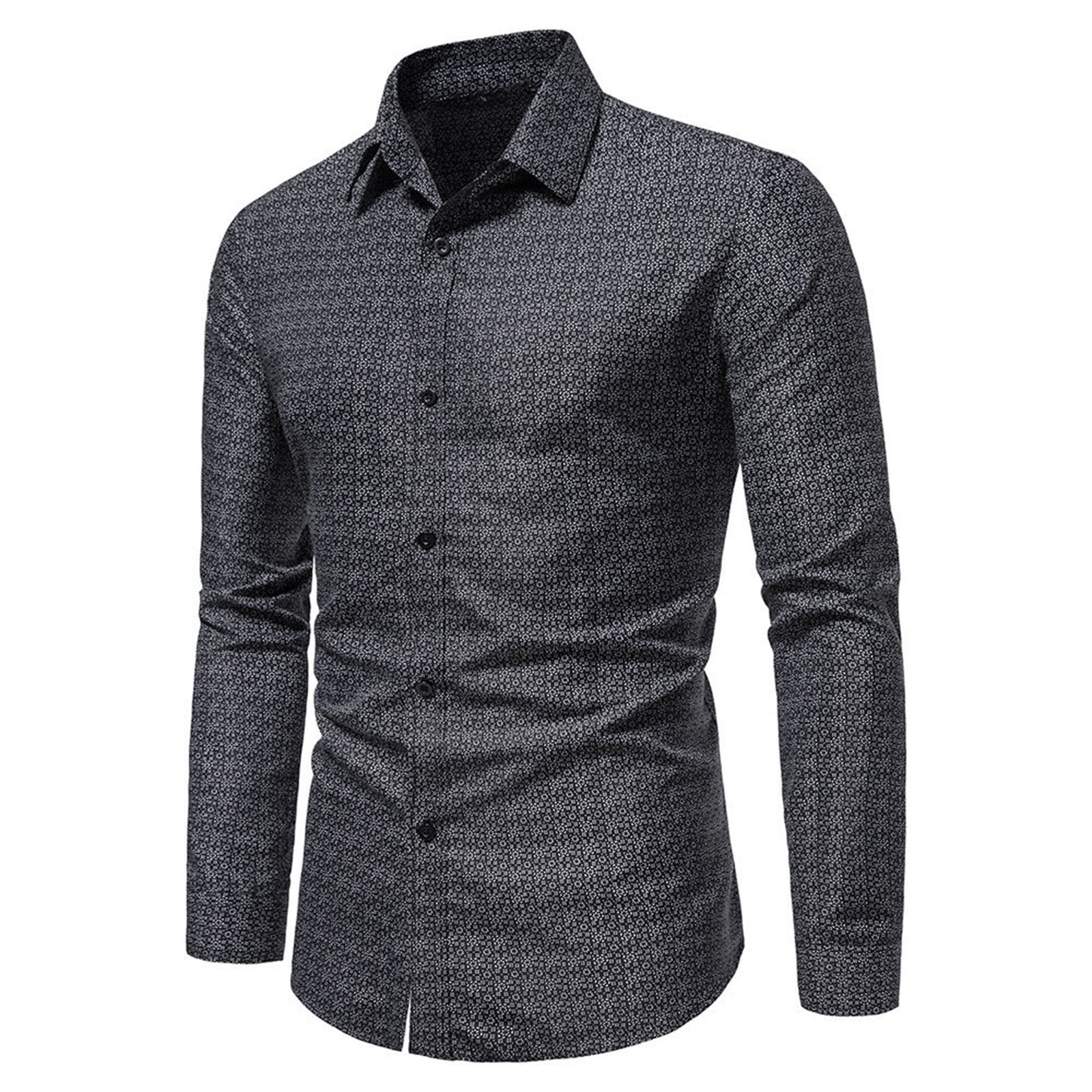 Penkiiy Men's Casual Long Sleeve Dress Shirt Print Cotton Business Button Down Shirts Regular ...
