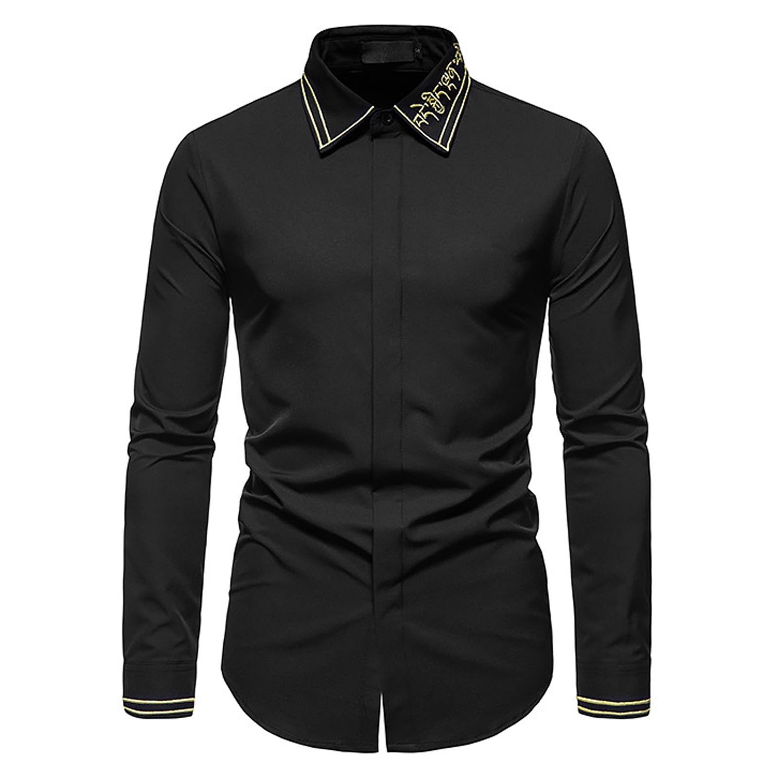 Penkiiy Men's Casual Shirts Classic Button Down Dress Shirt Formal ...