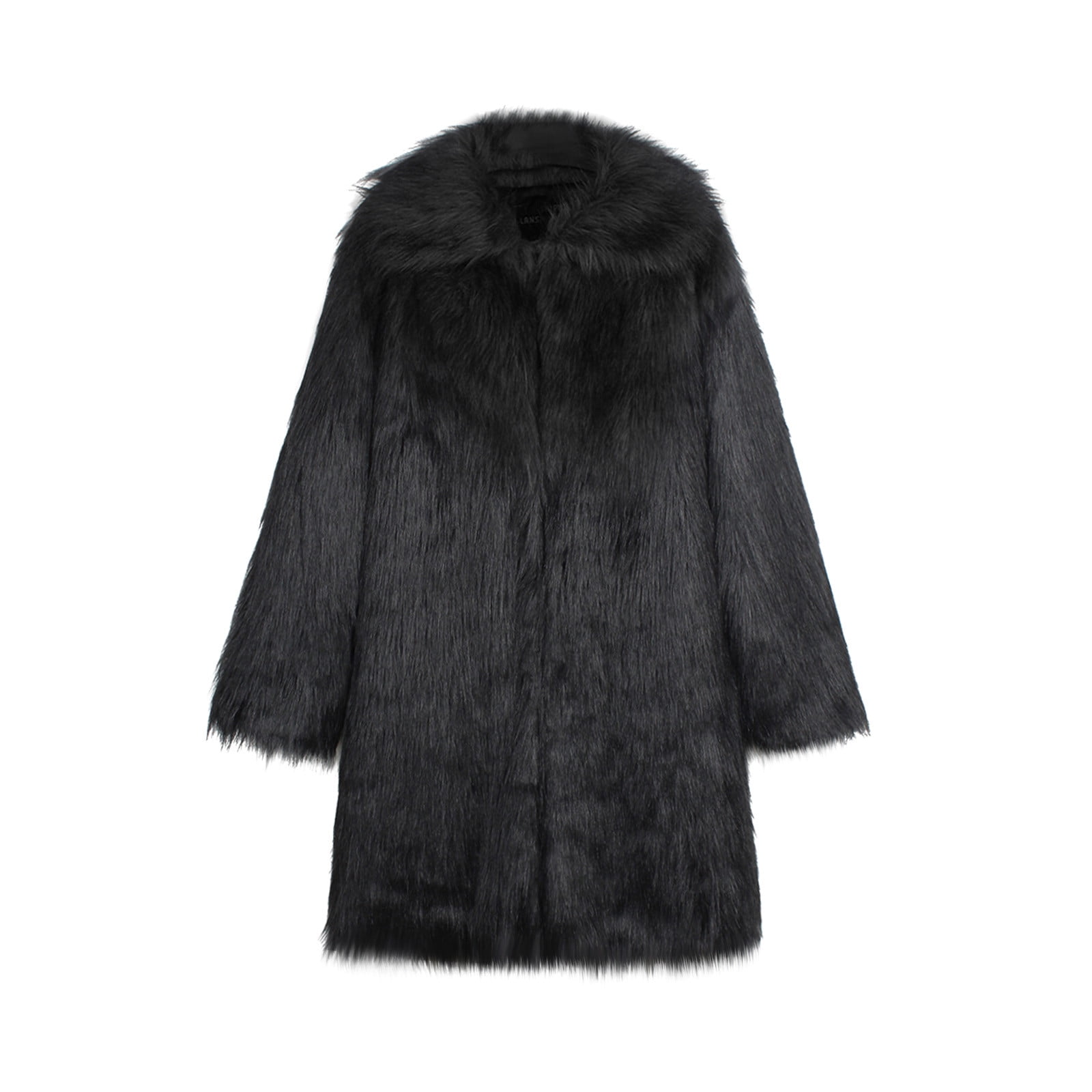 Penkiiy Men's Fluffy Faux Fur Coat Long Thicken Soft Cotton Overcoat ...