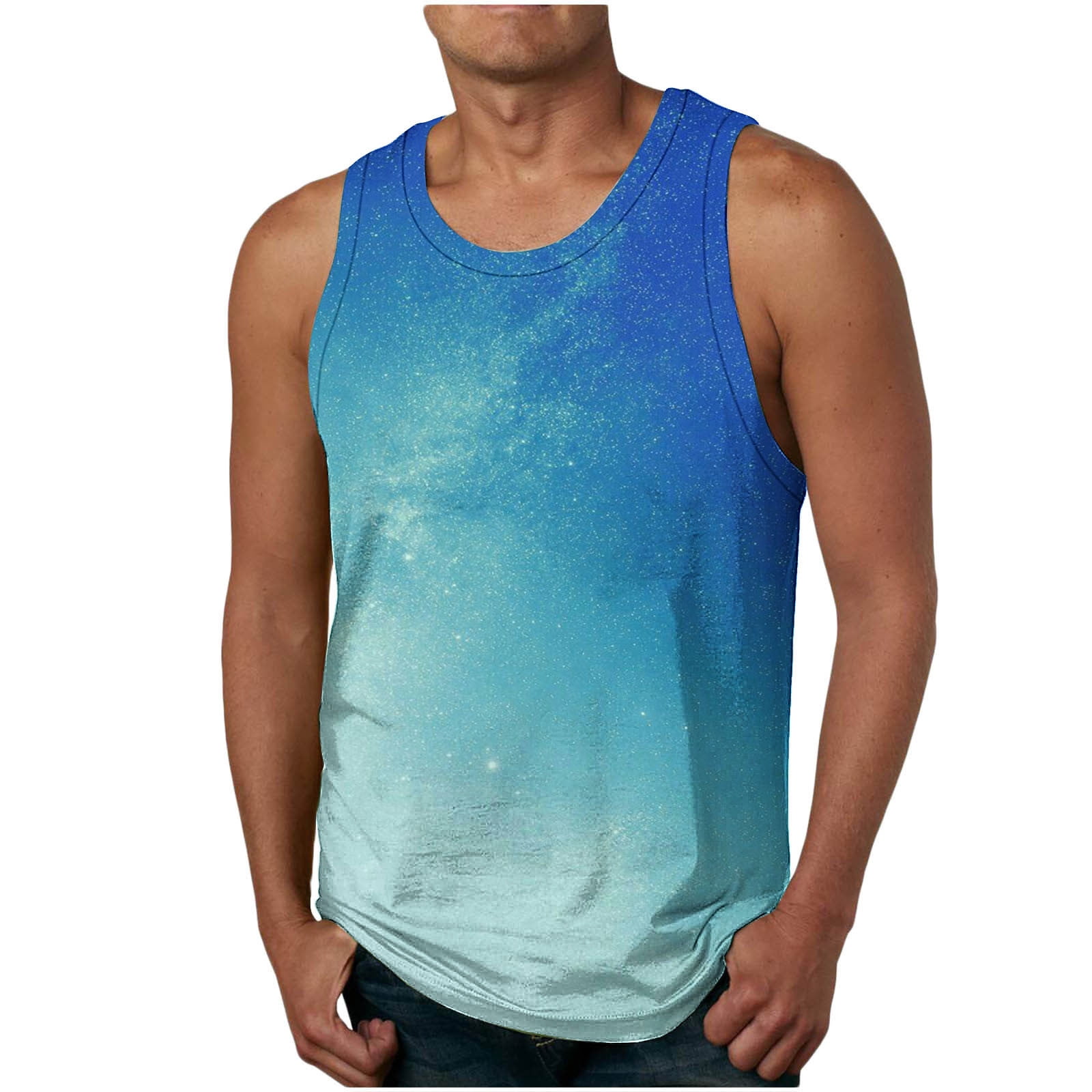Penkiiy Men's Gradient Workout Tank Tops Gym Cut Off Sleeveless T Shirt ...