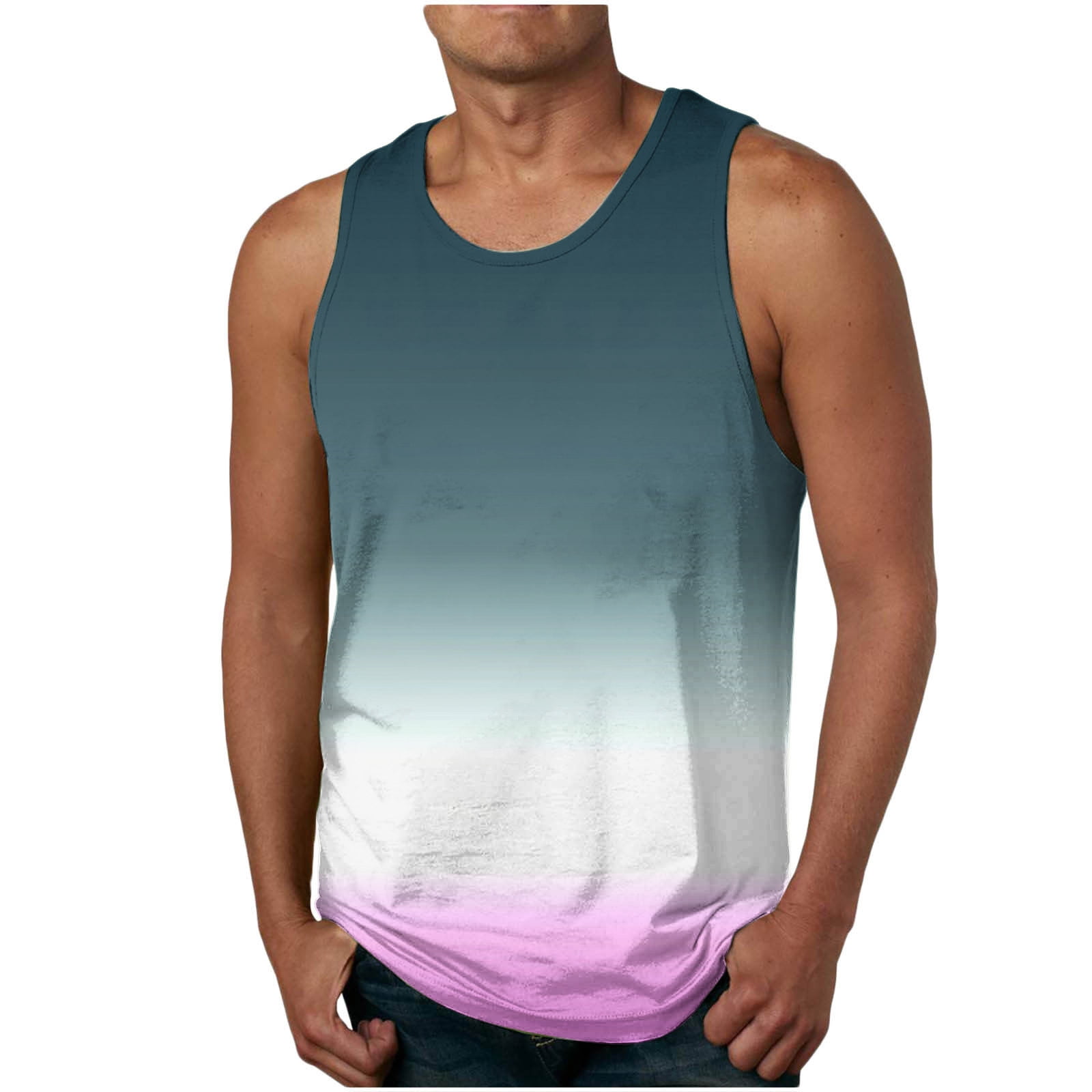 Penkiiy Men's Gradient Workout Tank Tops Sleeveless Gym Shirts ...