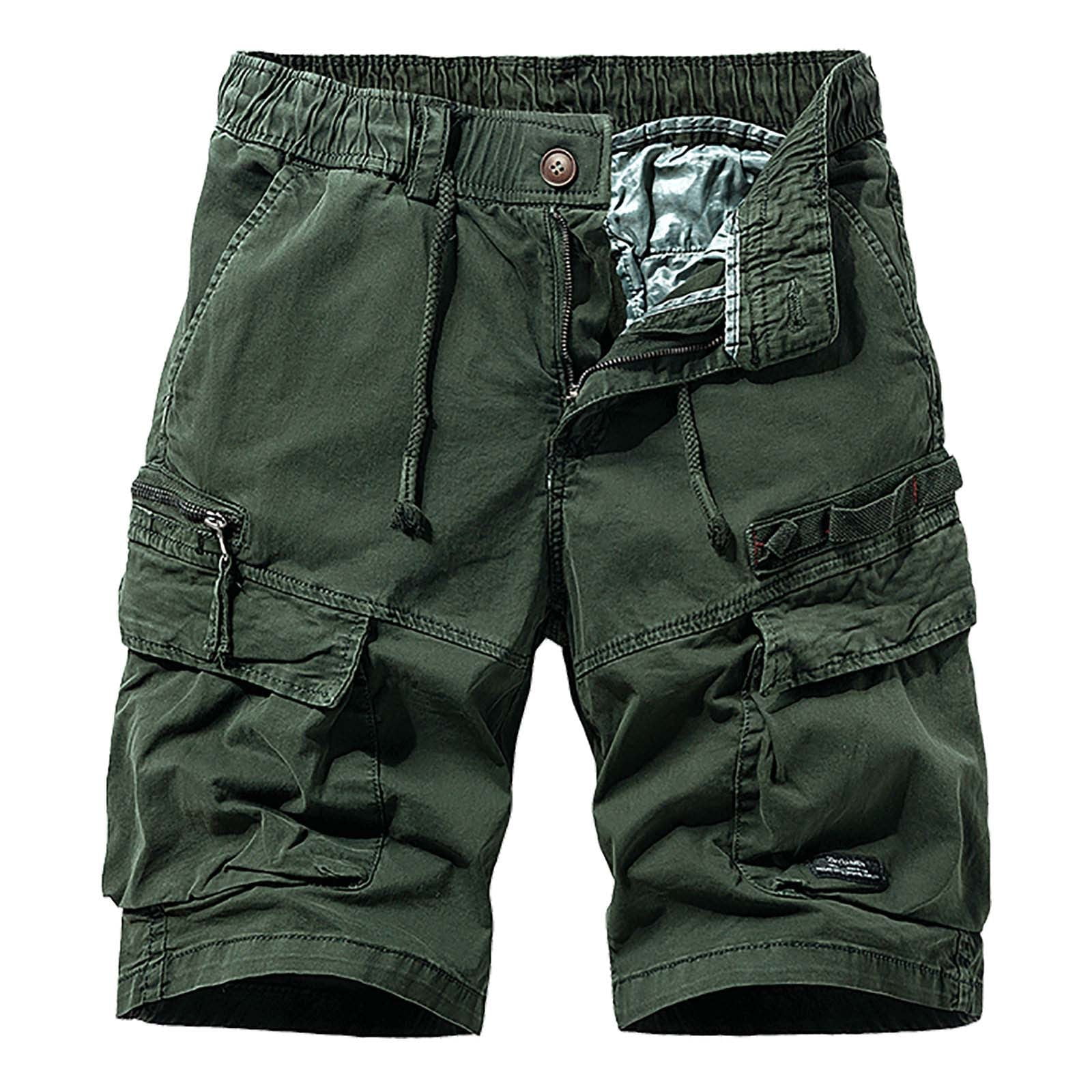 Penkiiy Men's Shorts Multi Pocket Cargo Pants Loose Casual Pants ...