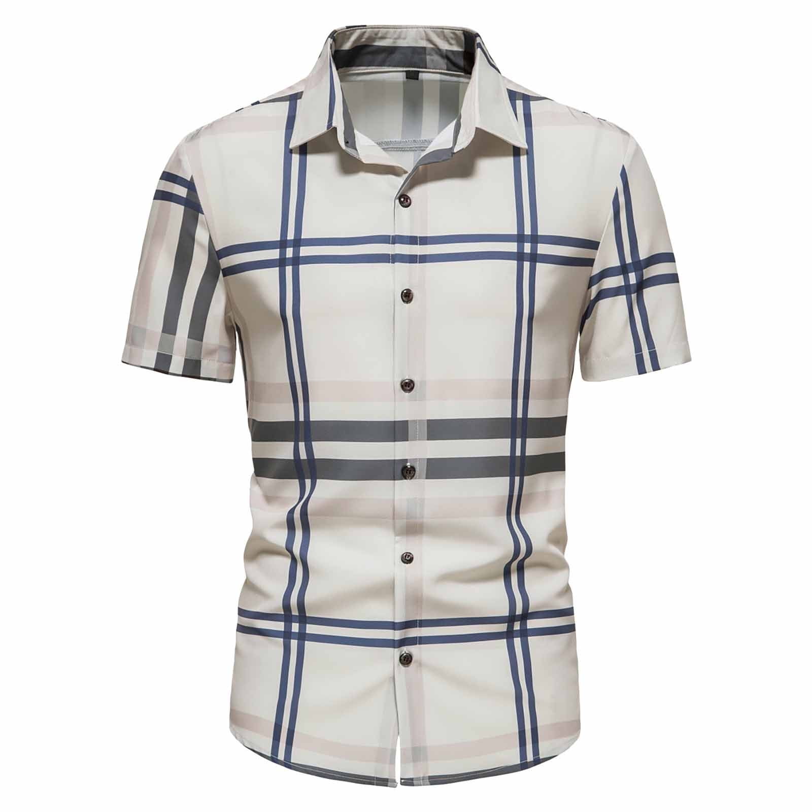 Penkiiy Men's Standard-Fit Short Sleeve Shirt Button Down Casual Summer ...