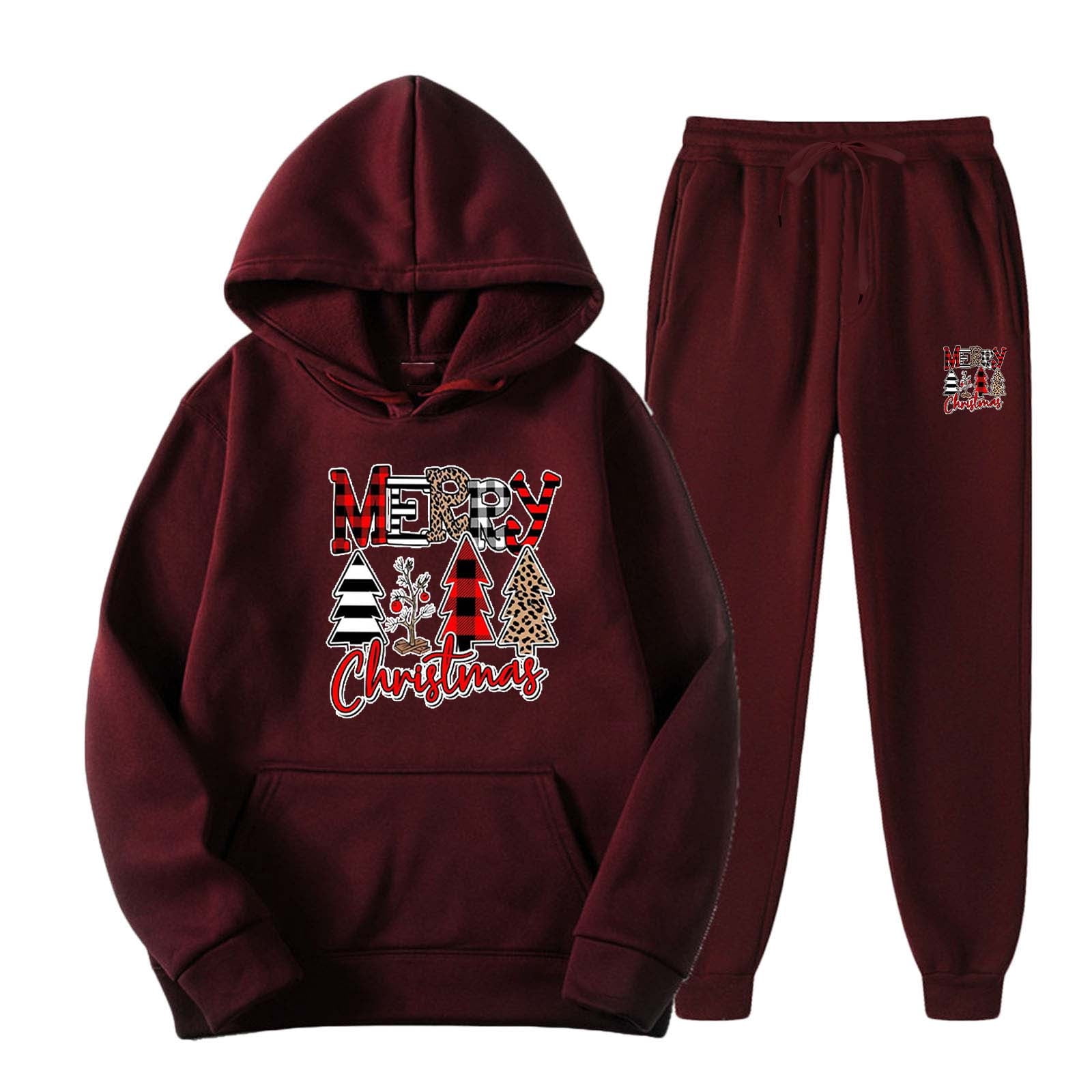 Penkiiy Mens Christmas Printed Tracksuit Set Sports Gym Training Suits ...