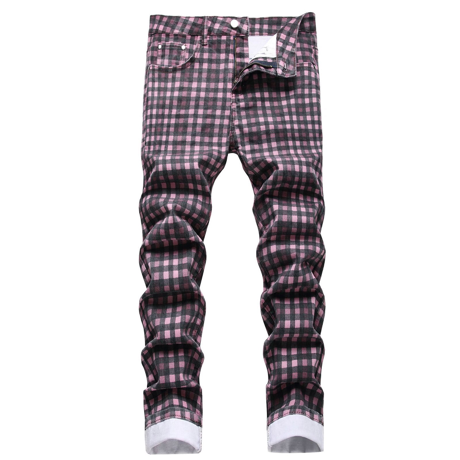 Penkiiy Mens Jeans Fashion Trend Men's Micro Elastic Slim Tie Elastic ...