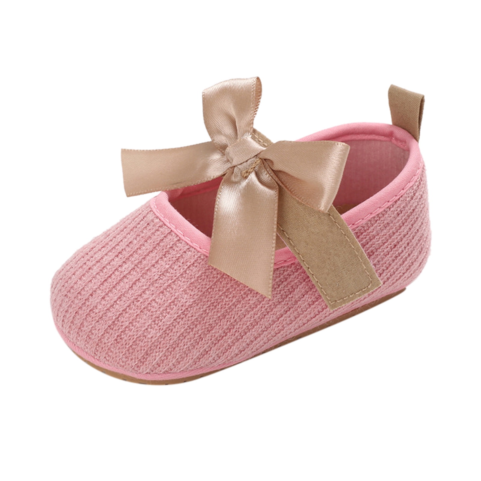 Penkiiy Newborn Baby Toddler Kids Girls Bowknot Shoe Soft First Walking Princess Shoe Smart Step ...