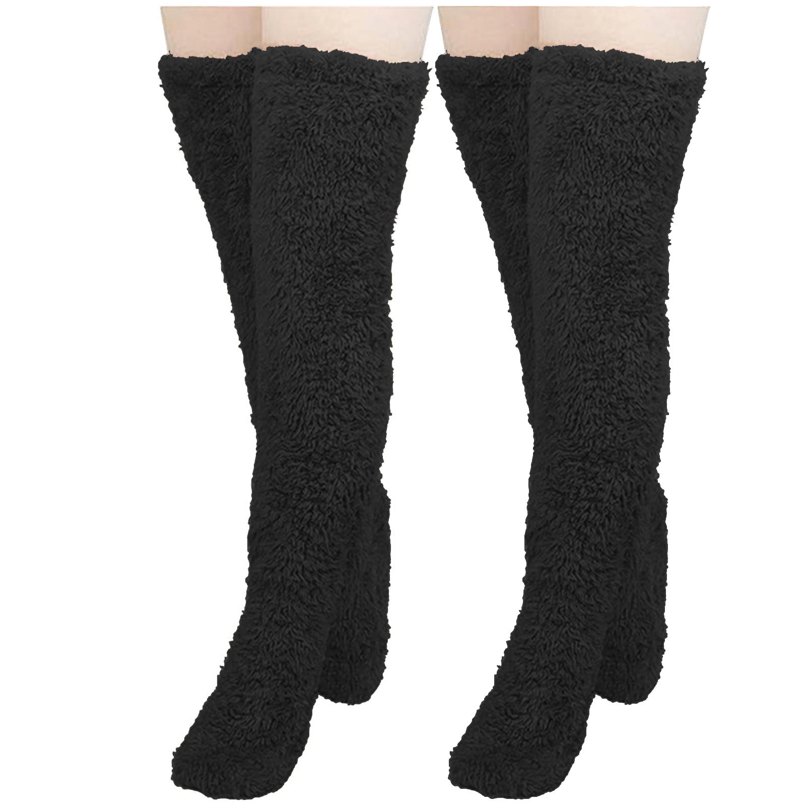 Penkiiy Over Knee High Fuzzy Socks Plush Slipper Stockings Furry Long ...