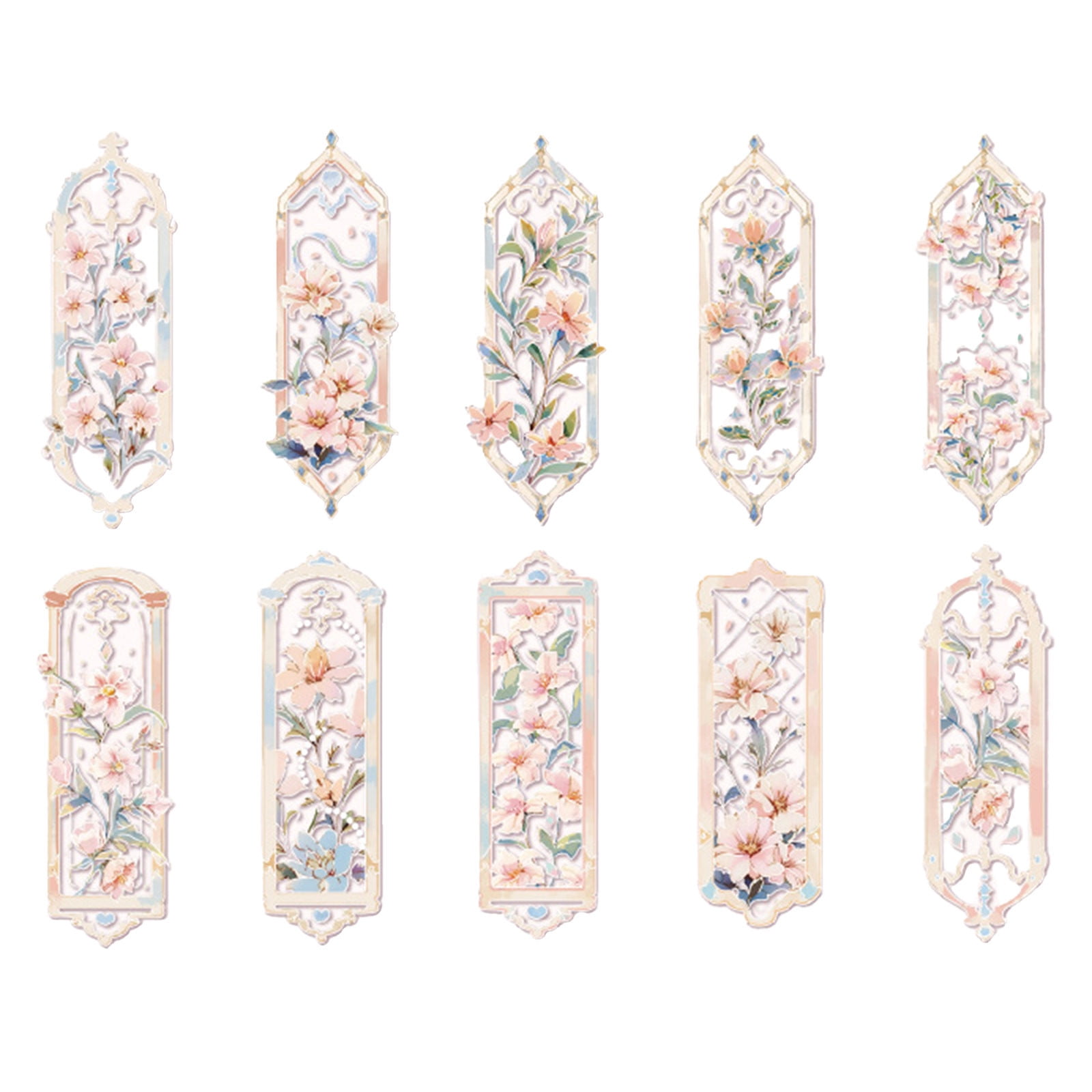 Penkiiy Pack of 10 Classical Hollow Out Flower Style PVC Bookmark ...