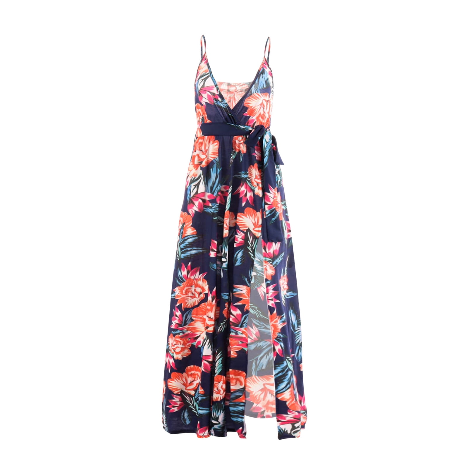 Penkiiy Parent-child Summer Fashion Flowers Leaf Print Beach Suspenders ...