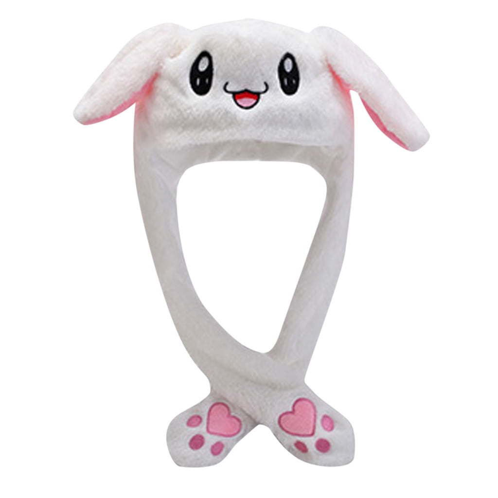 Penkiiy Rabbit Hat Ear Moving Jumping Funny Bunny Plush Cap for Women ...