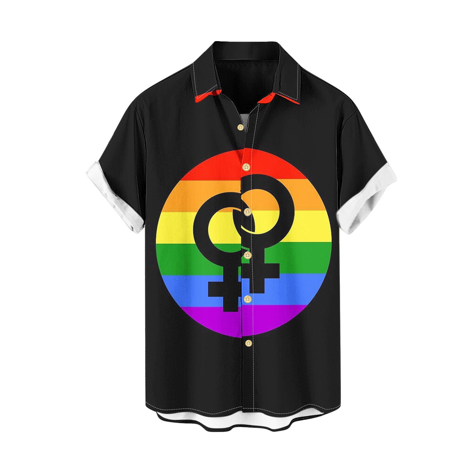 Penkiiy Rainbow Shirts for Men Print Short Sleeve Regular Fit Hawaiian ...