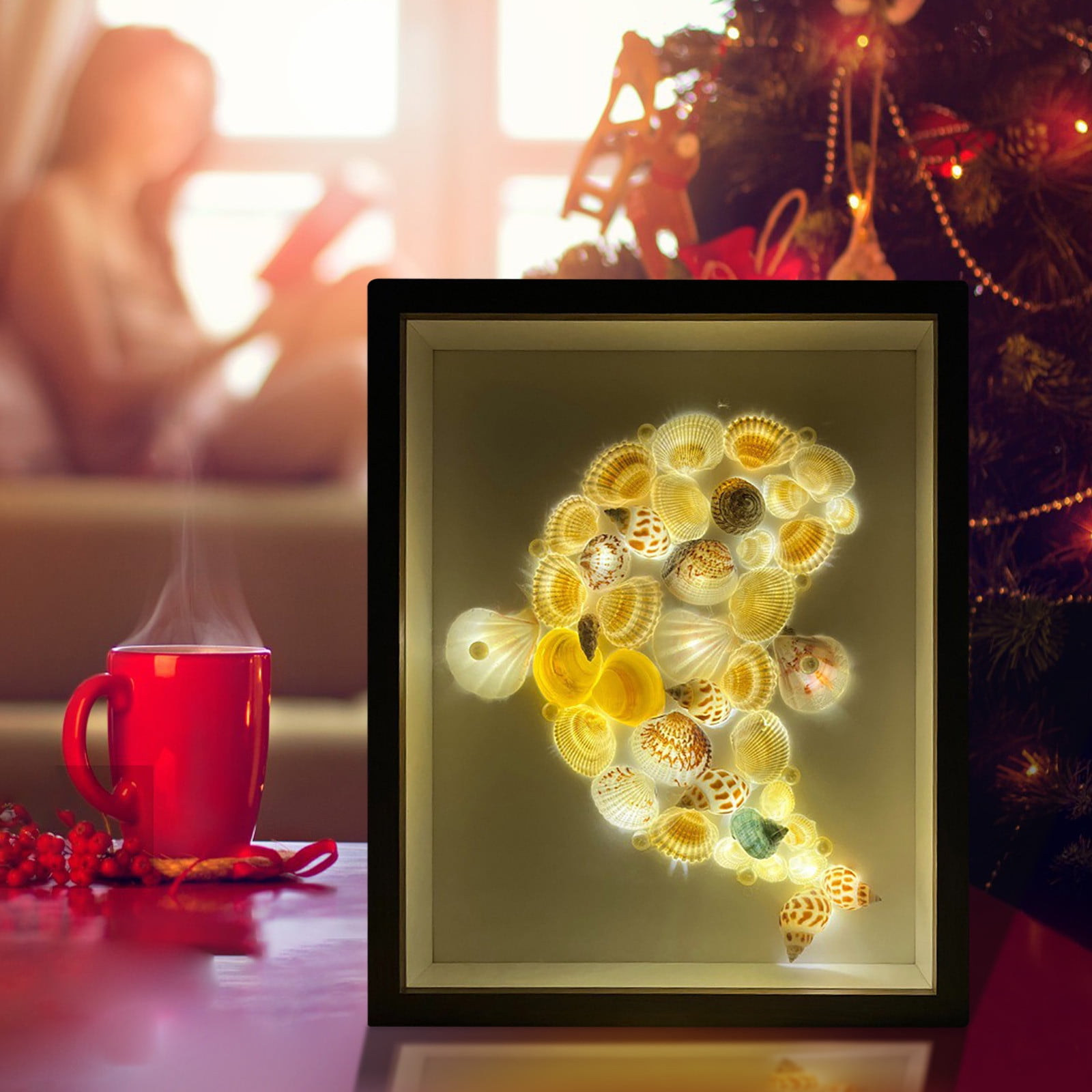 Penkiiy Sea Shells Painting Picture Frames String Lights, Creative ...