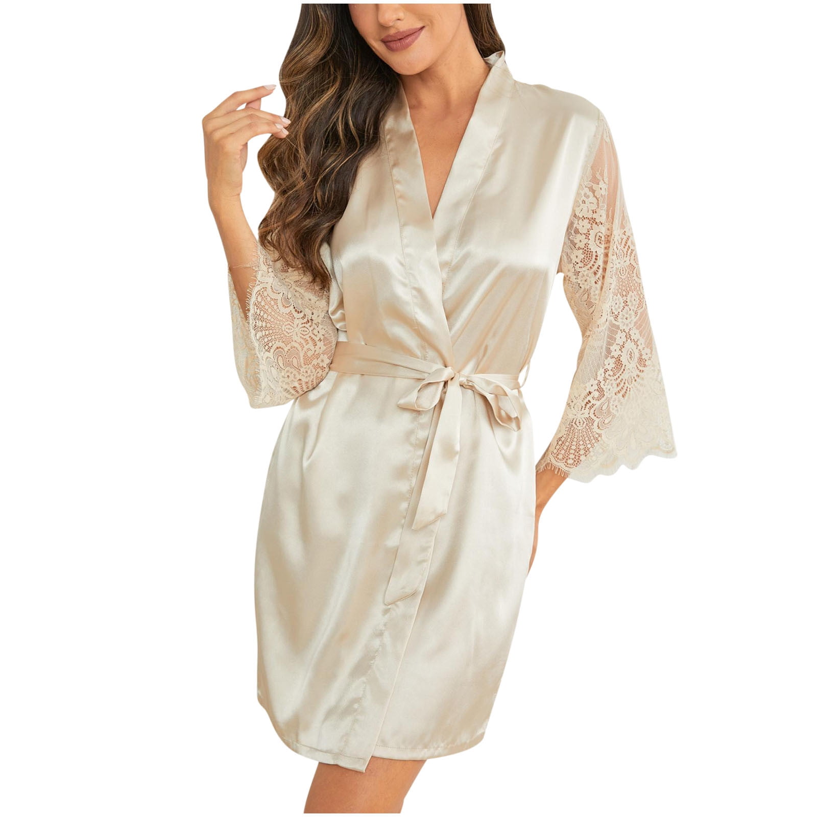 Penkiiy Silk Robe for Women Bridal Bridesmaids Robes 3/4 Sleeve Satin ...