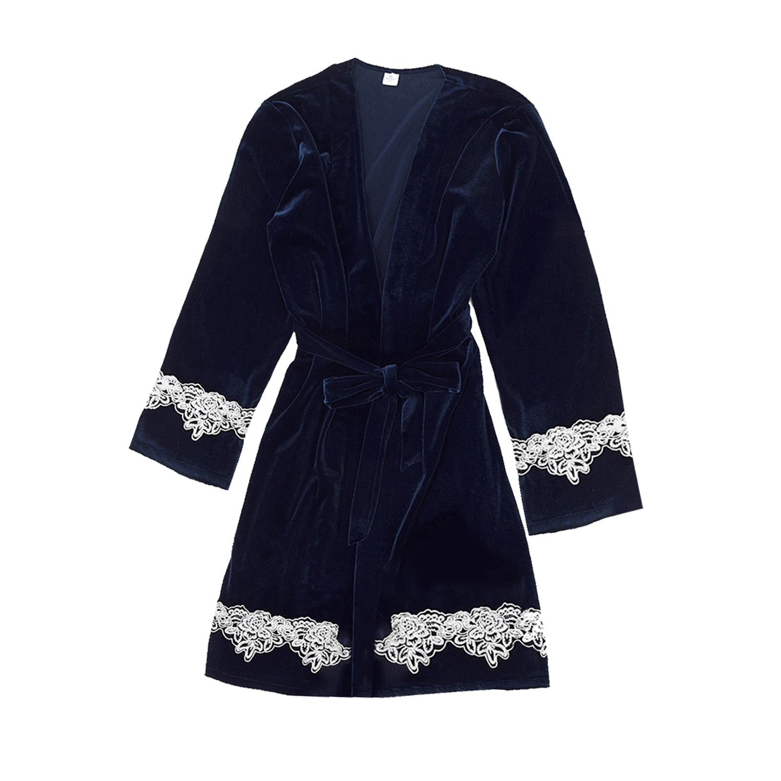 Penkiiy Solid Color Silk Robe Nightgown Gold Velvet Pajamas Lace Robes ...