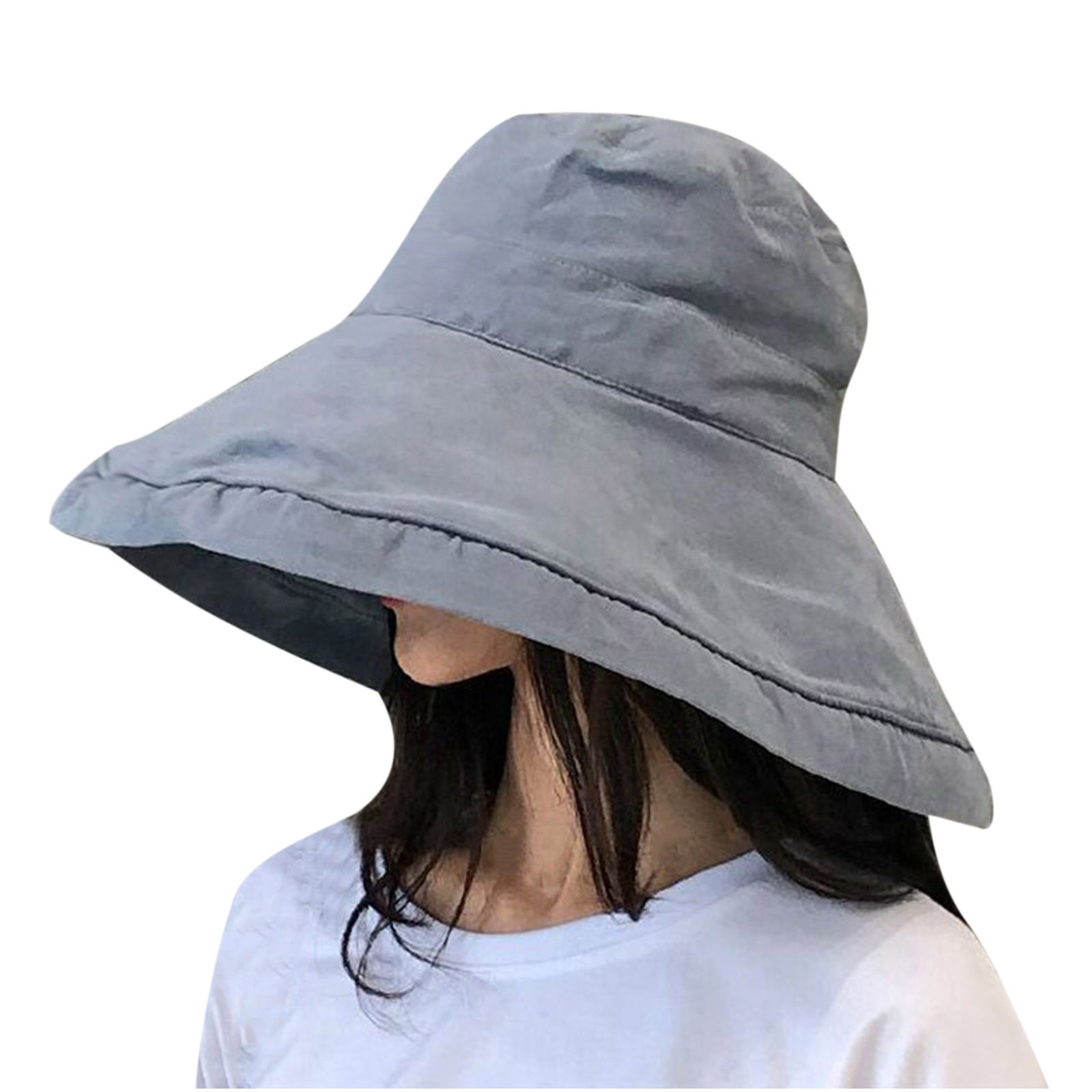 Penkiiy Super Wide Brim Women Sun Hat Cotton Floppy Packable Reversible ...