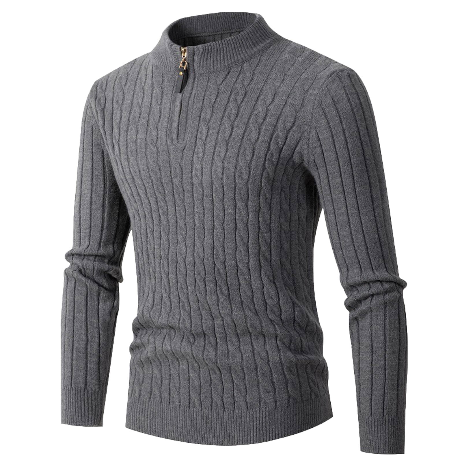Penkiiy Sweaters for Men Men's Half Turtleneck Zip Knit Sweater Long ...