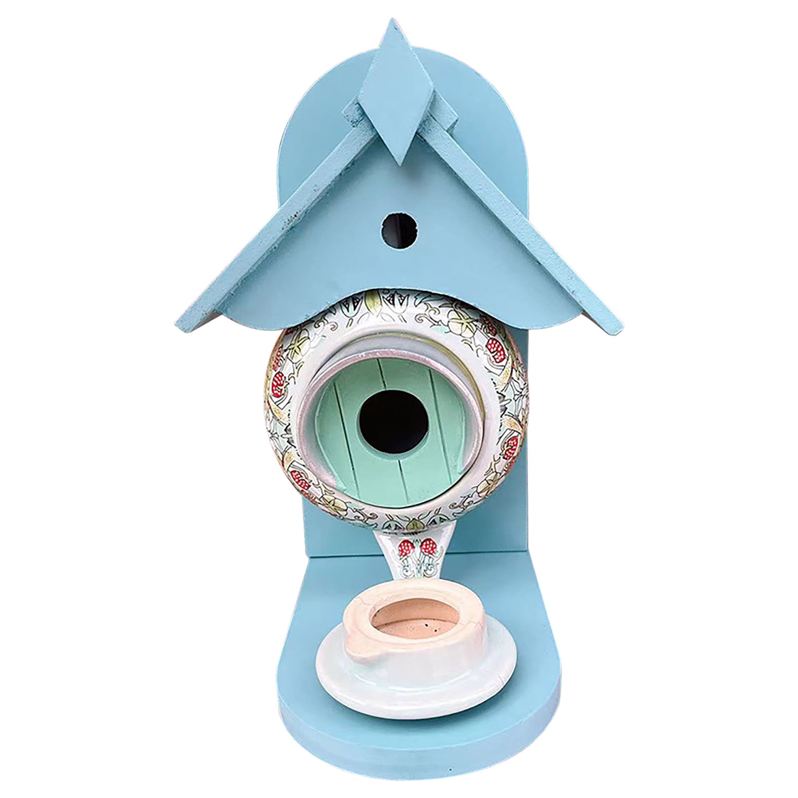 Penkiiy Teapot Bird House Feeder, Birds Nest Box Home Garden Hanging ...