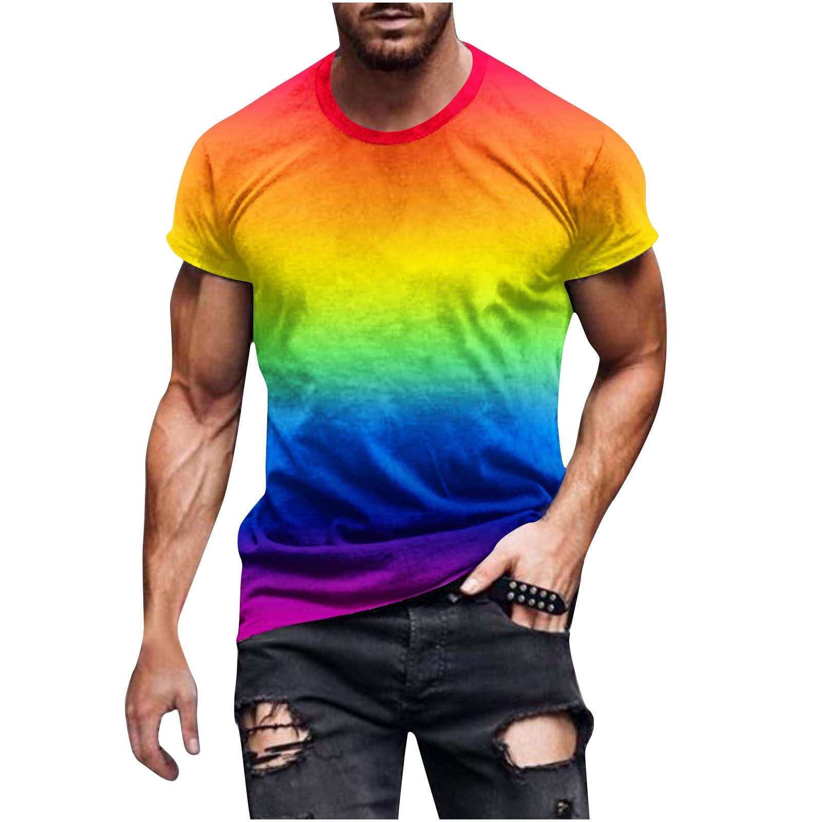 Penkiiy Tie Dye Rainbow Shirts for Women and Men | Graphic Vintage T ...