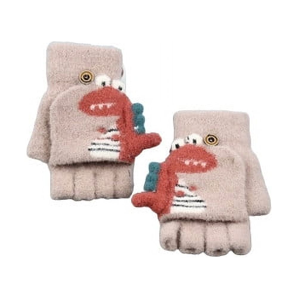 Penkiiy Toddle Mittens Children's Winter Flip Gloves Dinosaur Cute Baby ...