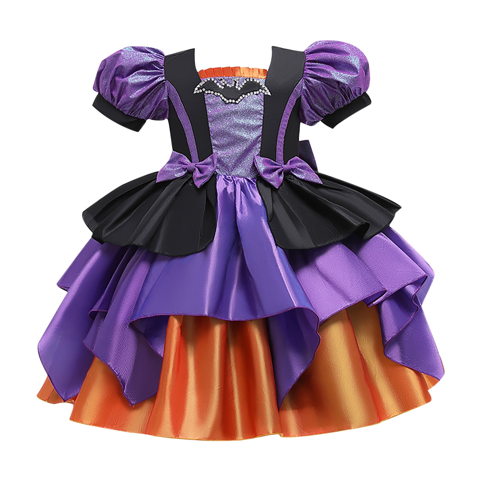 Penkiiy Toddler Girls Silk Bow Puff Sleeve Party Gown Kids Cupcake ...