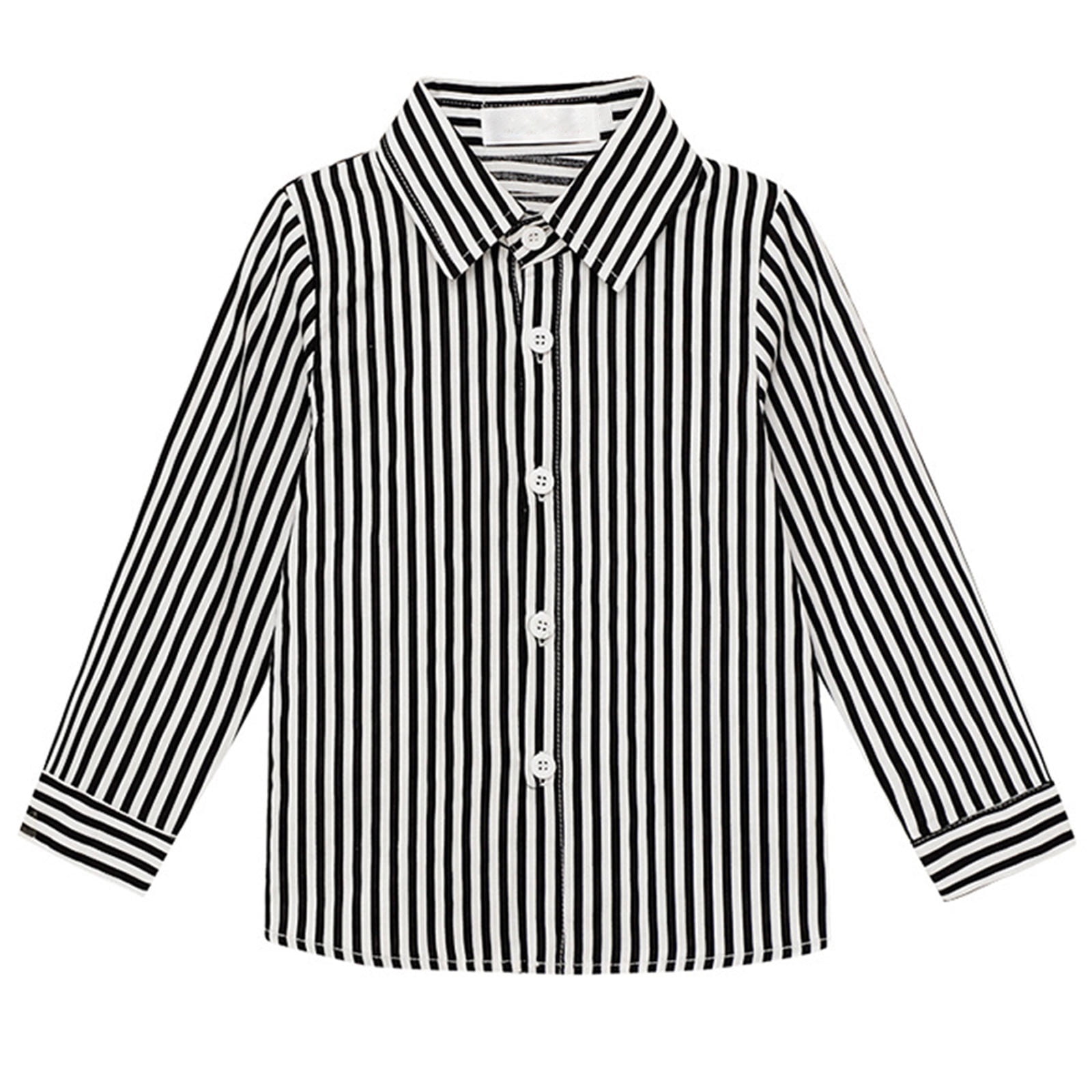 Penkiiy Toddler Kids Baby Boys Oxford Vertical Striped Dress Shirt,Boys ...