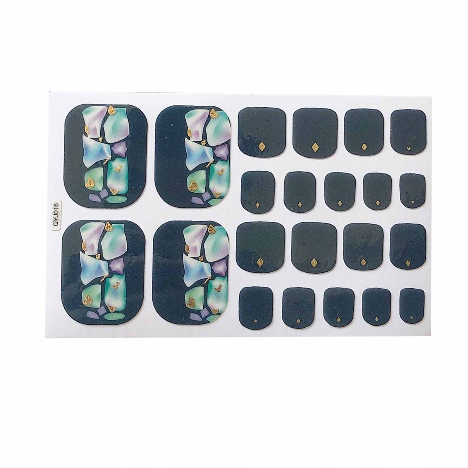 Penkiiy Toe Nail Stickers ,Flower Charm Full Nail Wraps Glitter Toenail ...