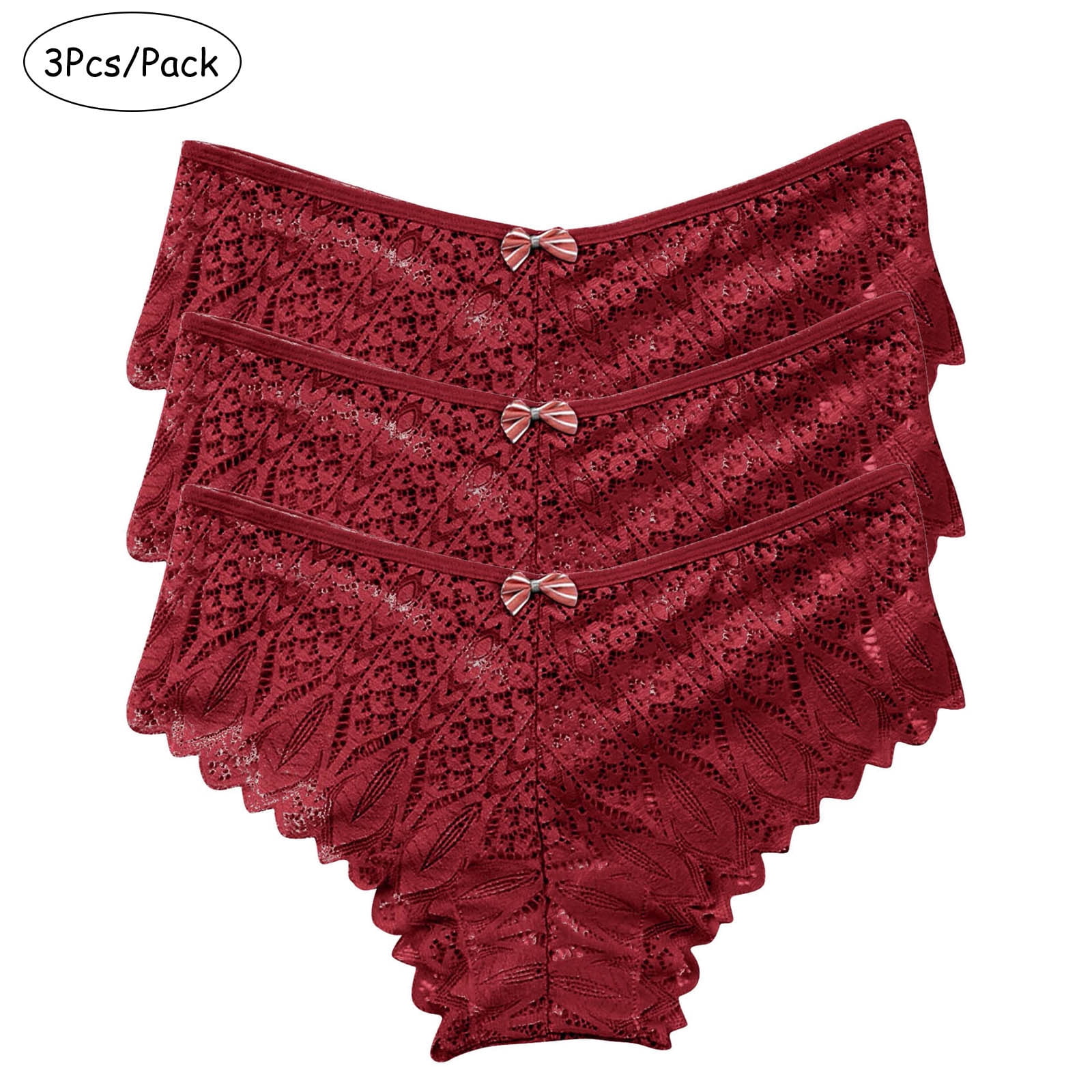 Penkiiy Underwear for Women 3pc Women Lingerie G-string Lace Briefs ...