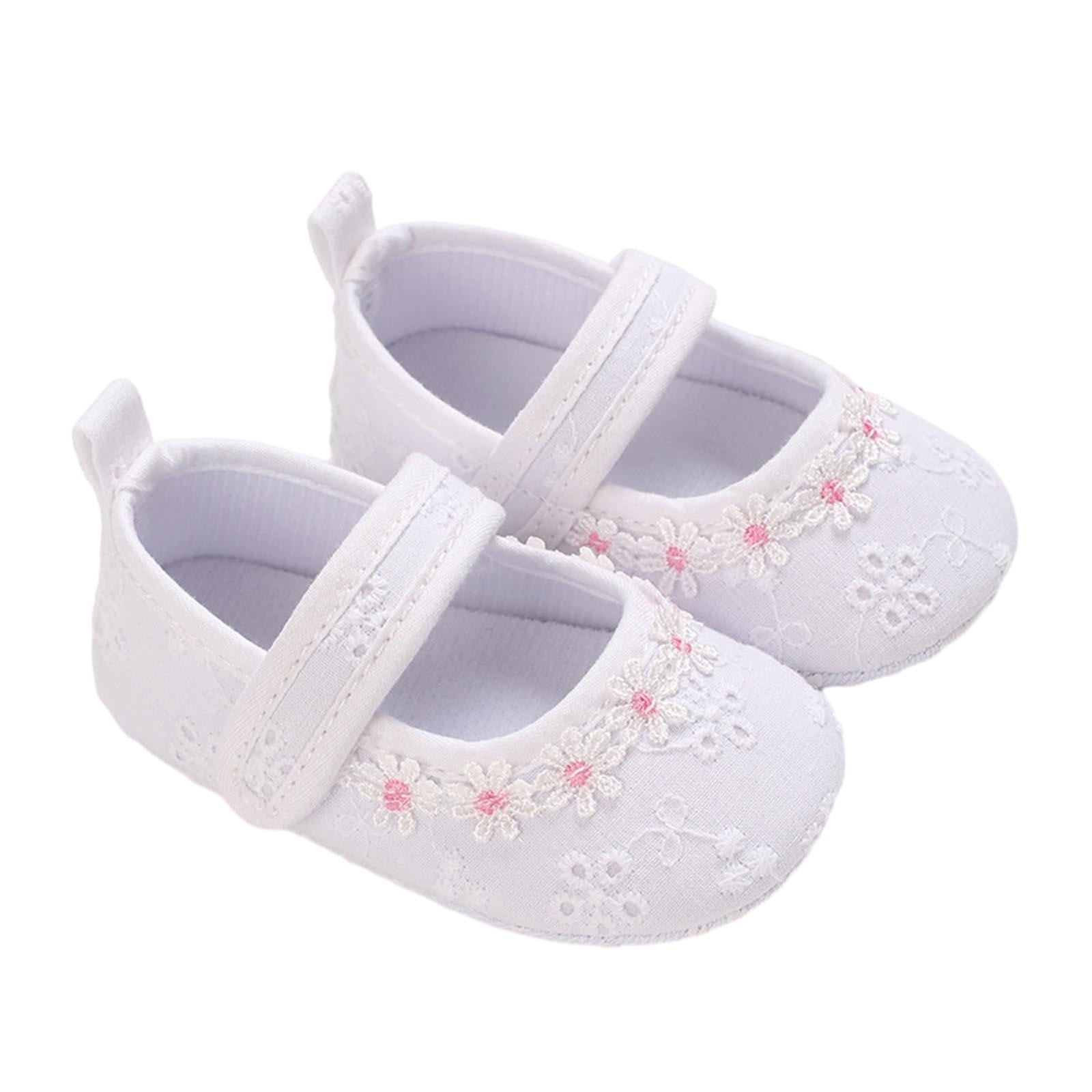 Penkiiy Unisex Infant's Mary Janes Shoe, Flat Heel White, Size 6-9 ...