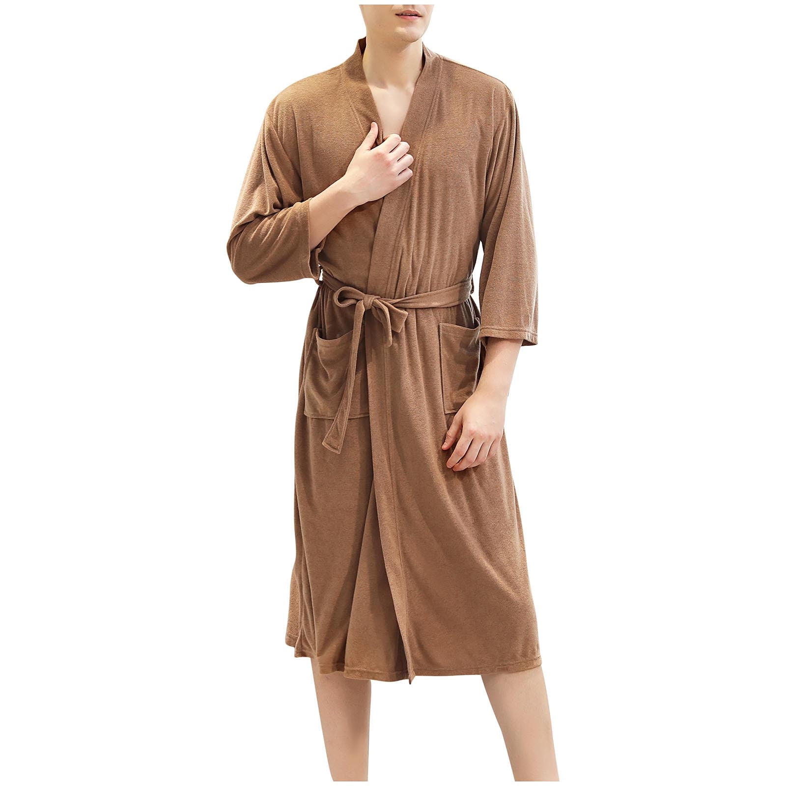 Penkiiy Waffle Wrap Robe Spring And Men's Towel Thin Nightgown Long ...