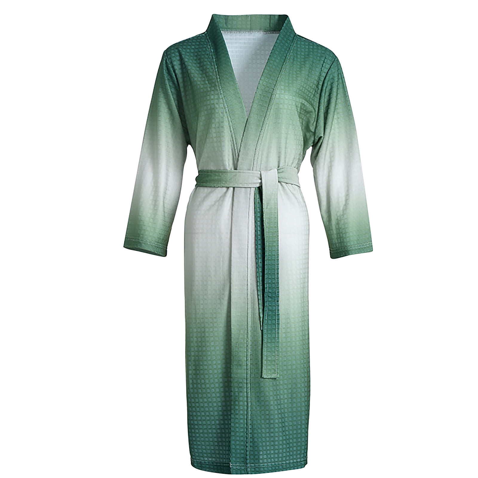 Penkiiy Waffle Wrap Robe Womens Solid Bandage Robe Bathrobe Gown ...