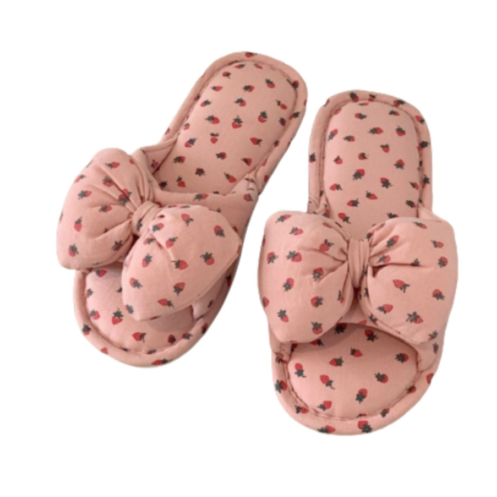 Penkiiy Warm Slippers for Women Cute Strawberry Bow Slippers Linen ...